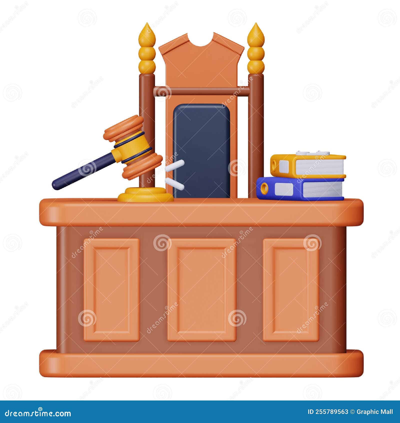 Judge Table 3d Rendering Isometric Icon. Stock Vector - Illustration of ...