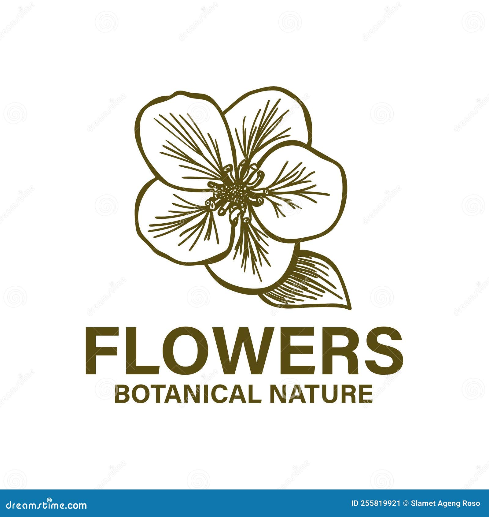 Hand Drawn Flower Design Logo Vector Stock Vector - Illustration of ...
