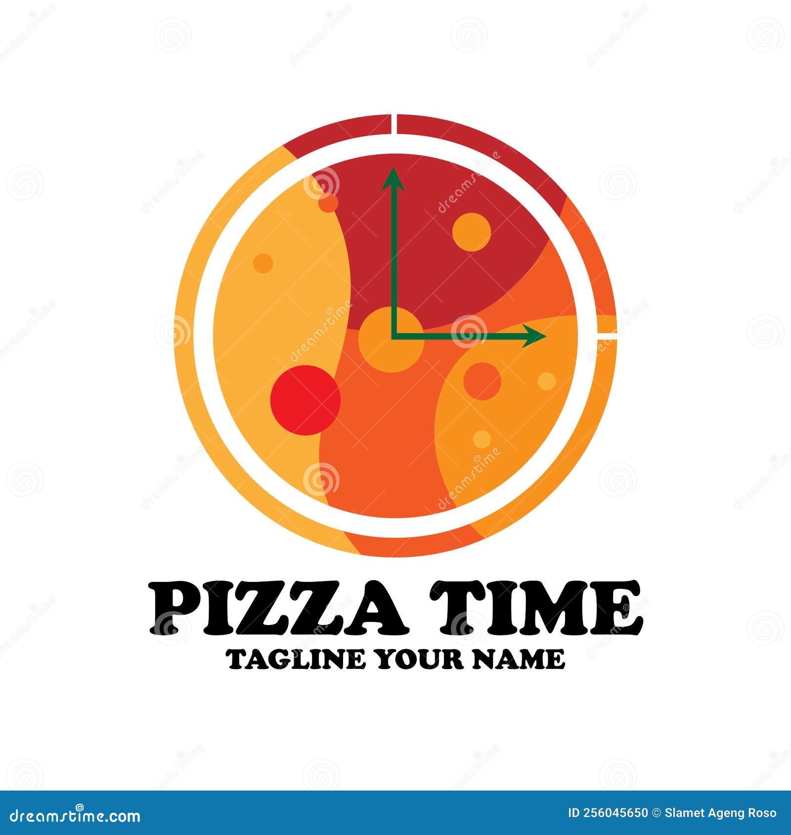 Pizza Time Design Logo Restaurant Vector. Stock Vector - Illustration ...