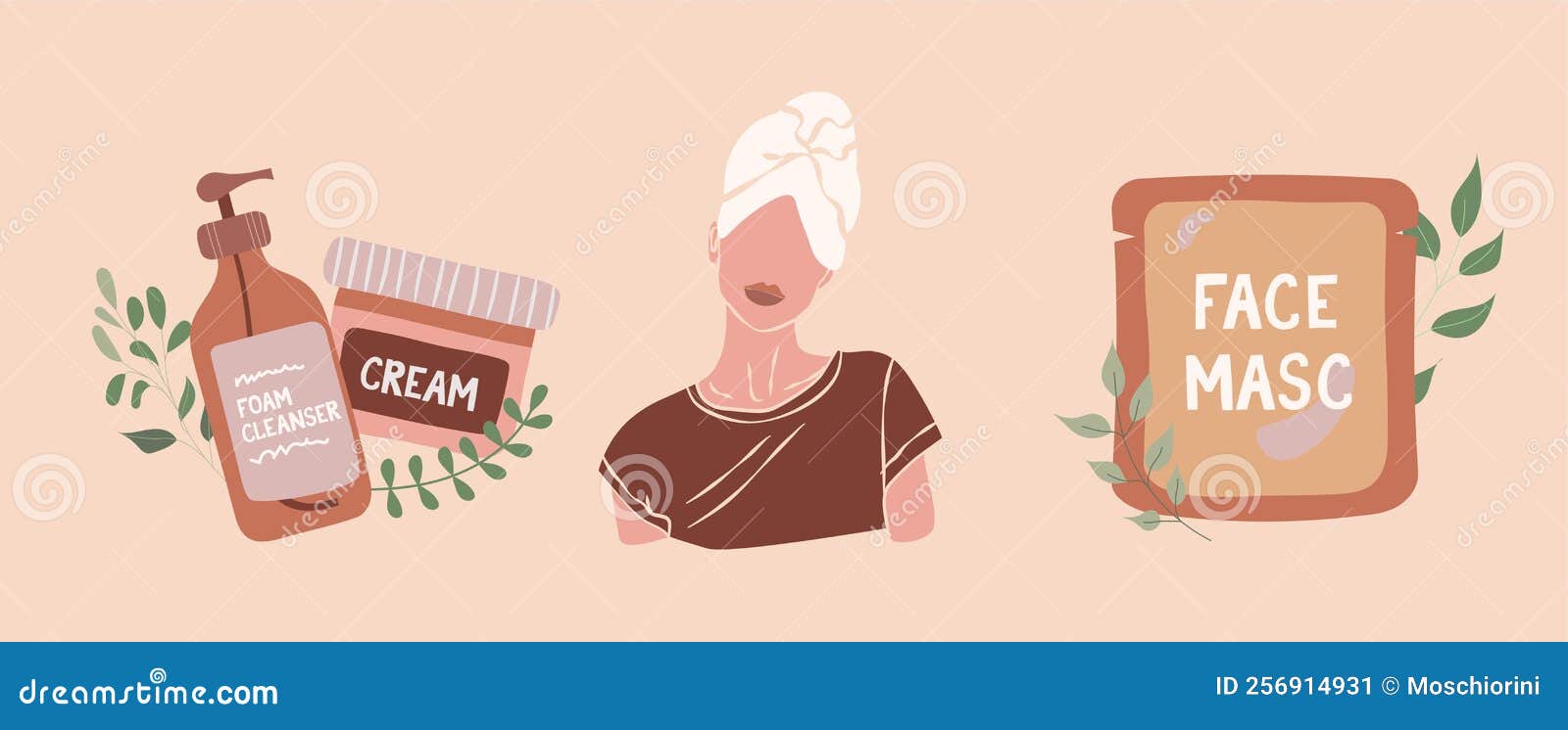 Pamper Routine Set with Skincare Elements: Face Mask, Facial Cream ...