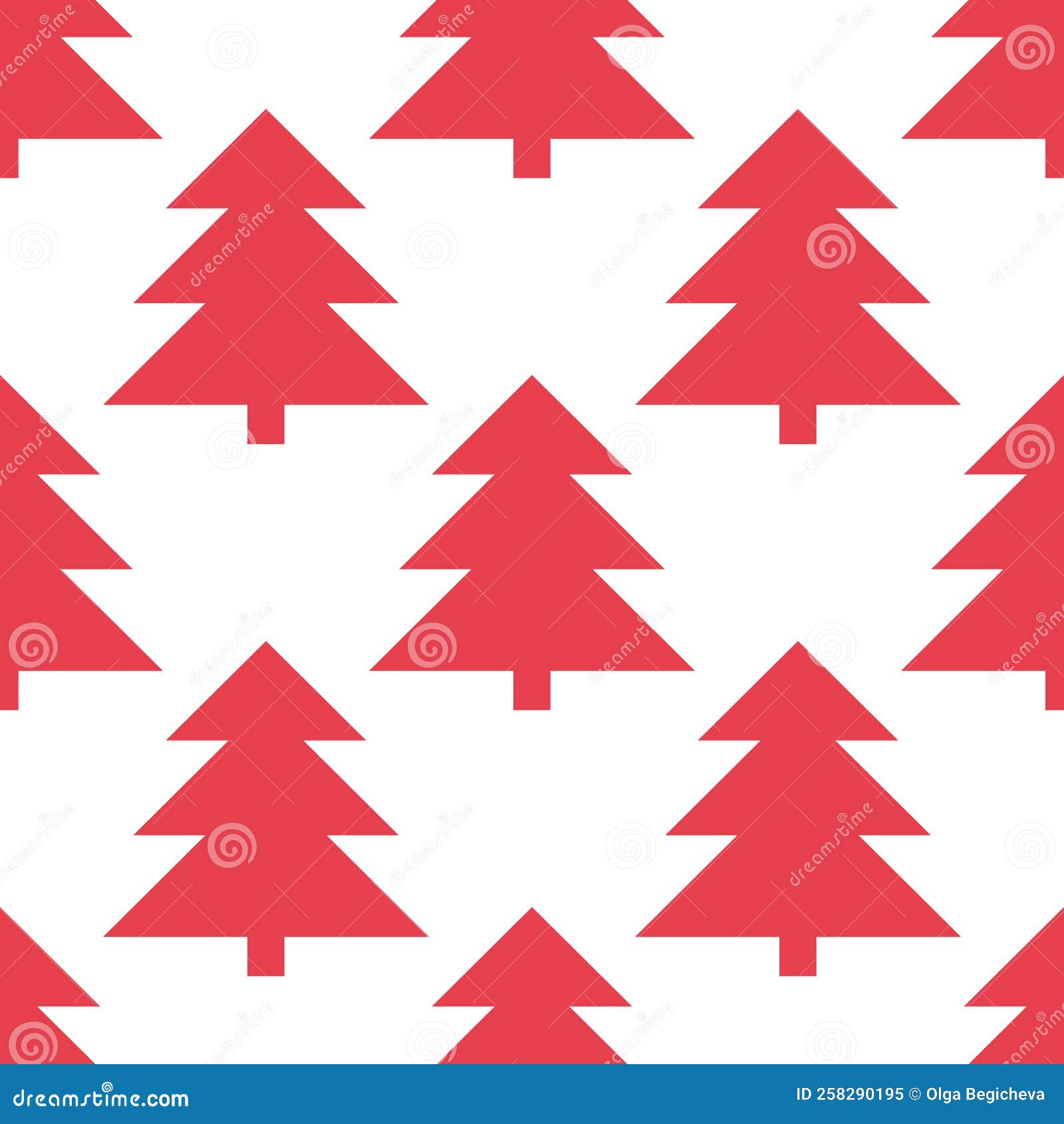 Christmas Trees of Simple Geometric Shape, Seamless Pattern in Cartoon ...