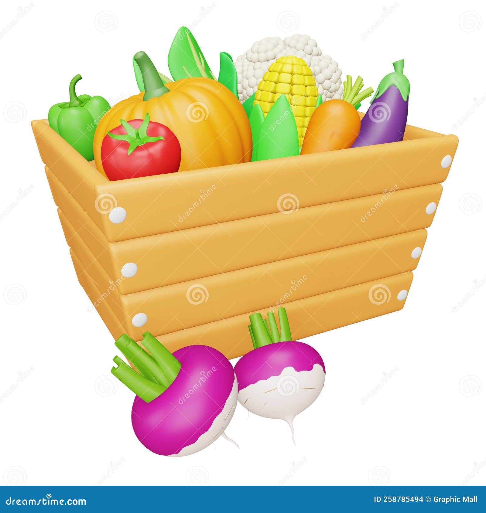 Vegetable Basket 3d Rendering Isometric Icon. Stock Vector ...