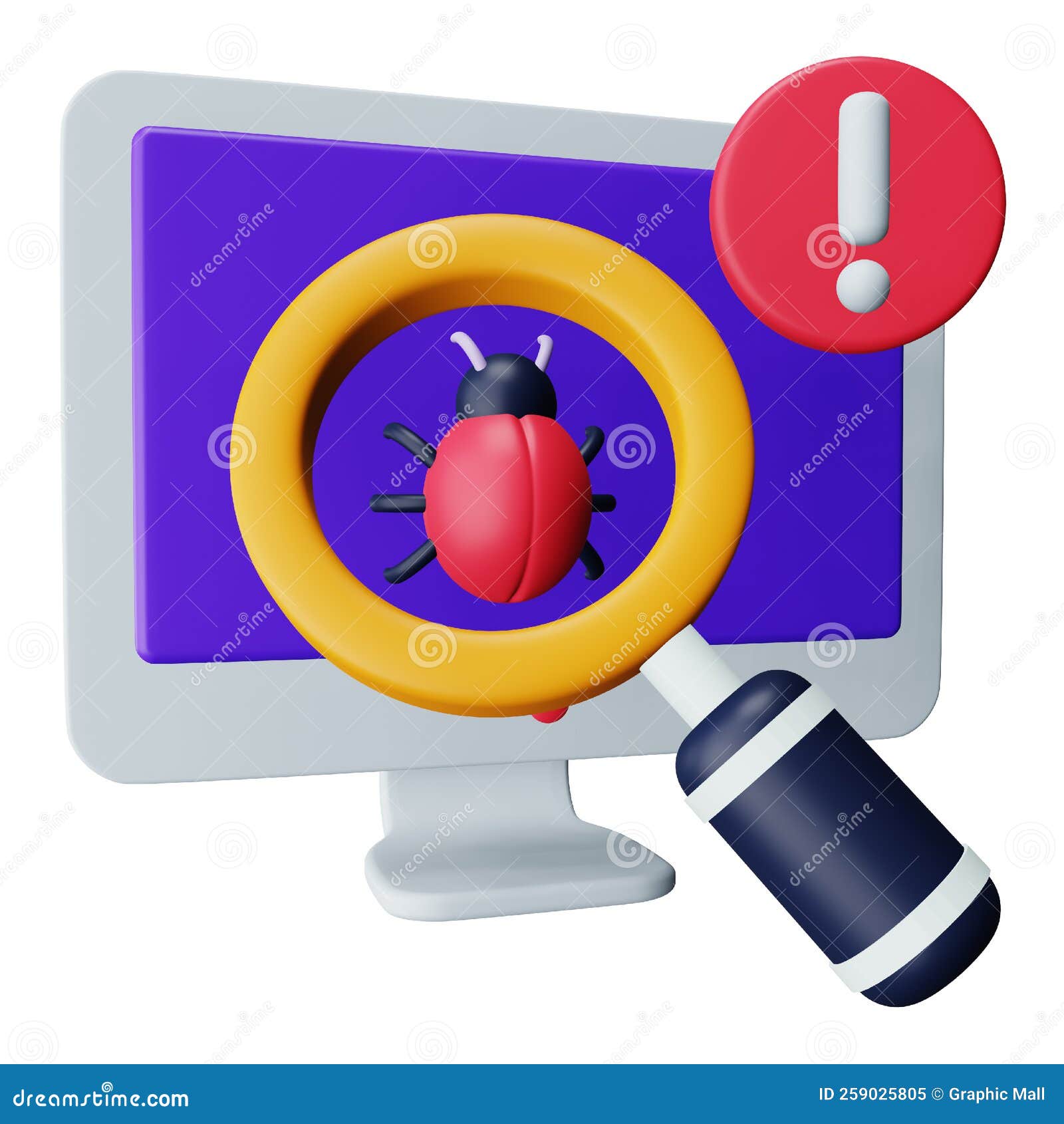 Bug Detector 3d Rendering Isometric Icon. Stock Vector - Illustration ...