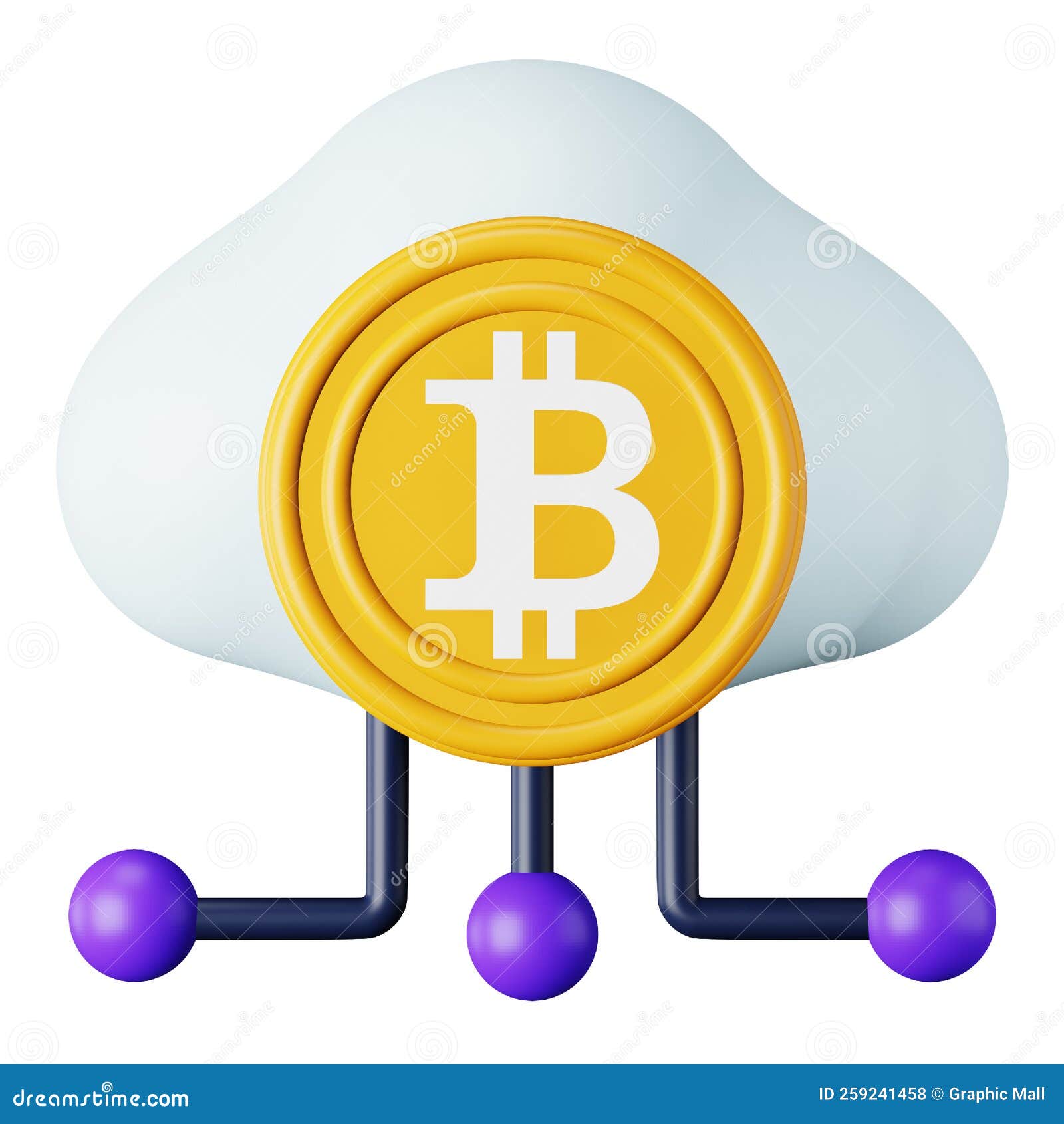 Cryptocurrency Cloud Mining 3d Rendering Isometric Icon. Stock Vector - Illustration of gold ...