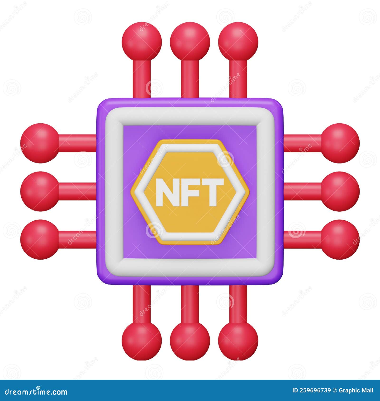 Nft Chip 3d Rendering Isometric Icon. Stock Vector - Illustration of ...