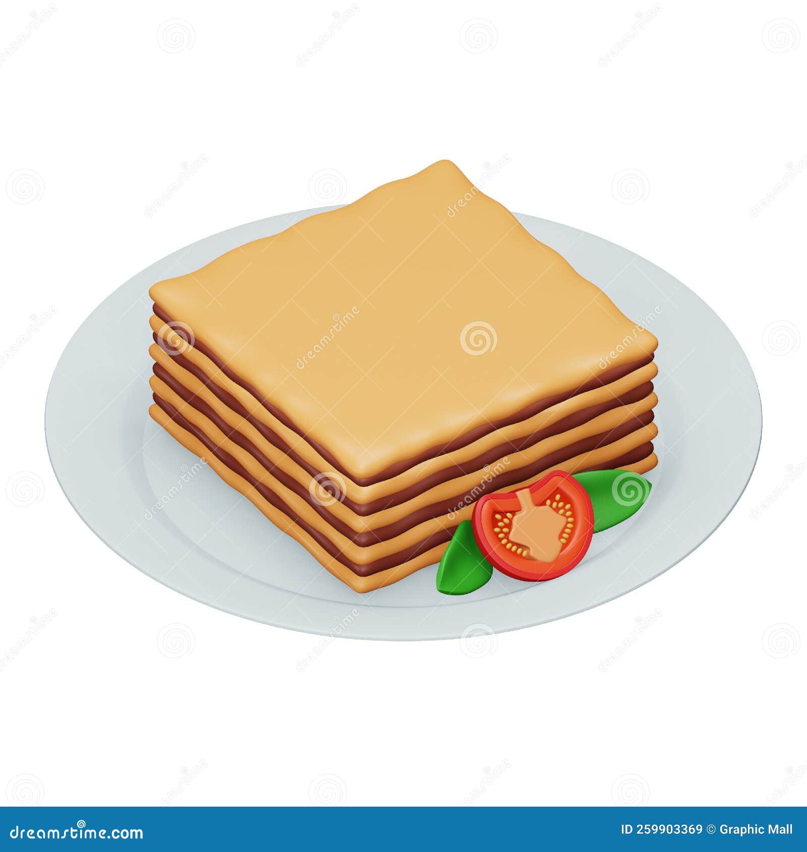Lasagna 3d Rendering Isometric Icon. Stock Vector - Illustration of render, color: 259903369