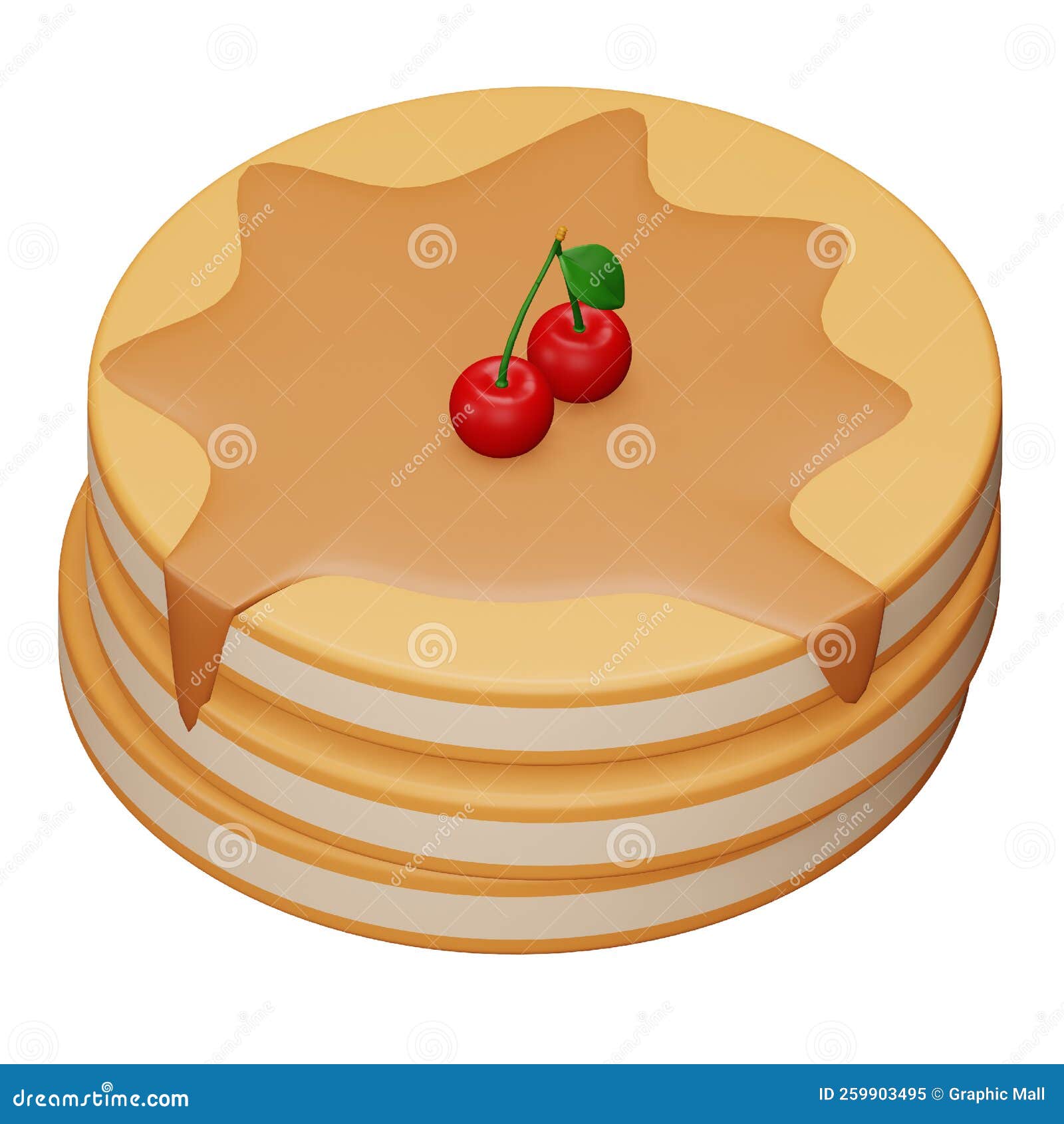Pancake 3d Rendering Isometric Icon. Stock Vector - Illustration of ...