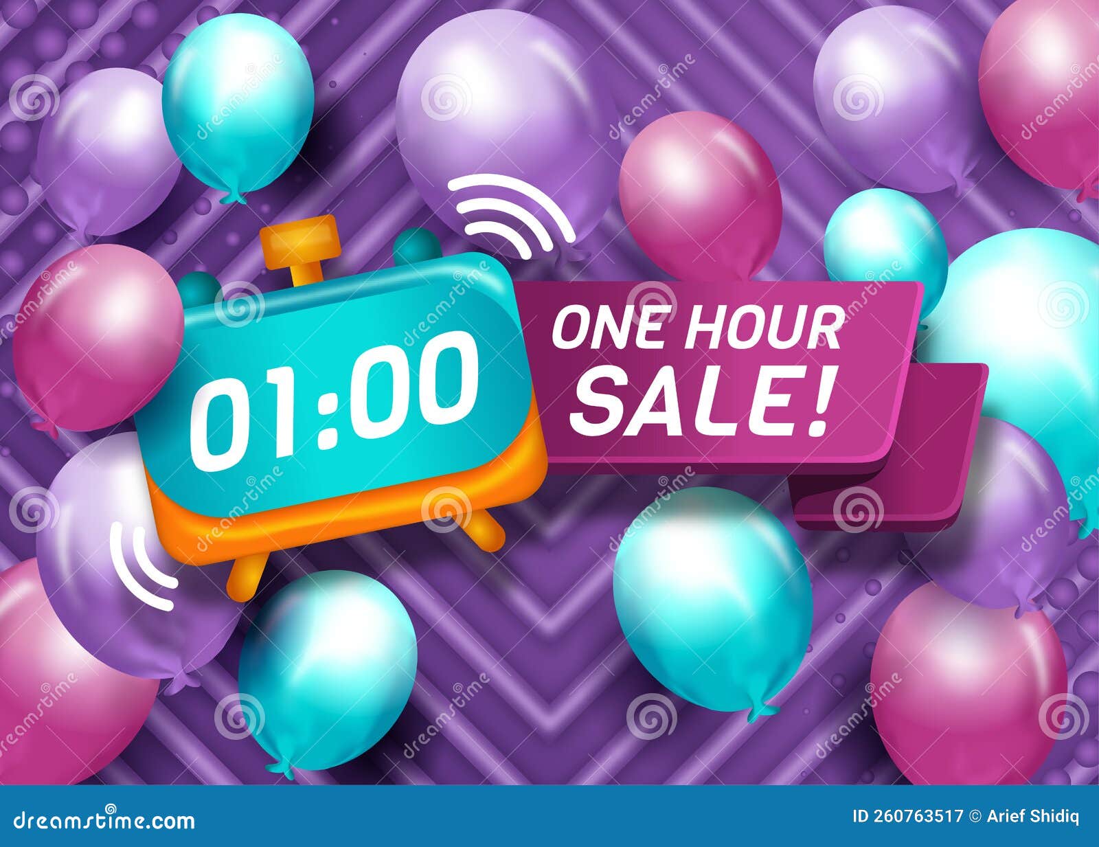Countdown Sale with Clock and Ribbon Illustration with Artistic ...