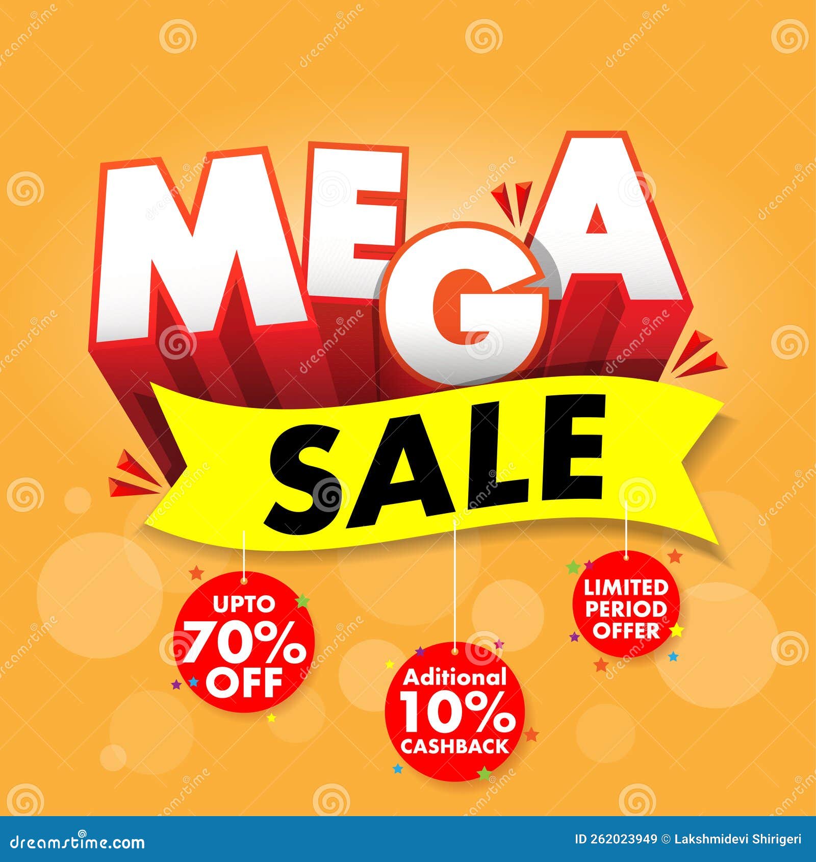 Mega Sale Design Element for Promo. Upto 70 Off. Limited Period Offer ...
