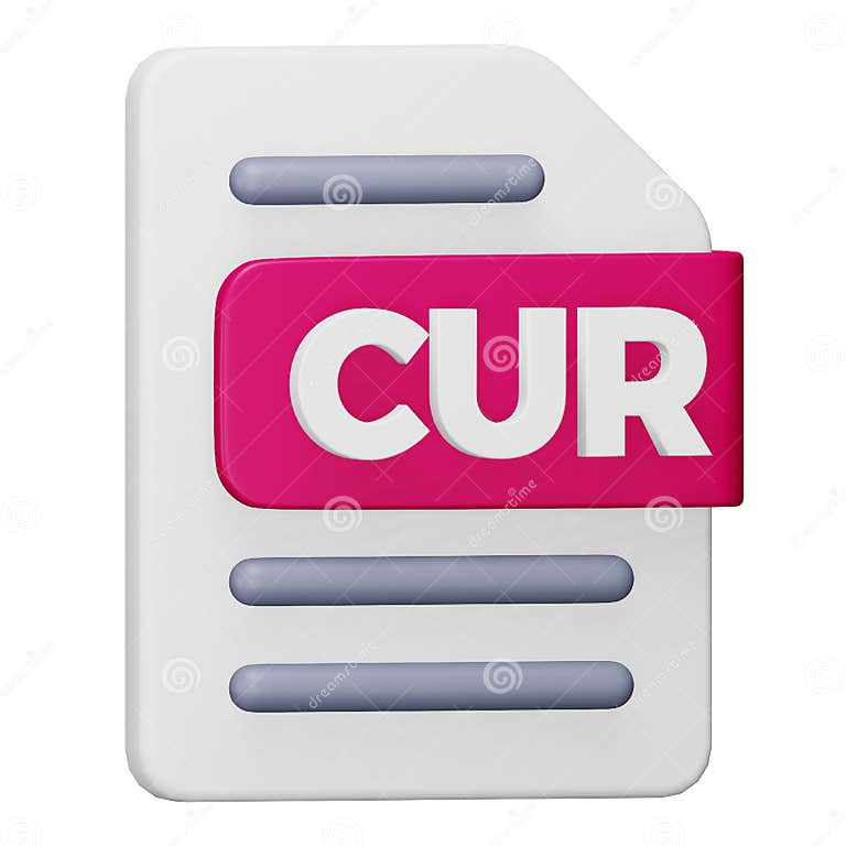 Cur File Format 3d Rendering Isometric Icon. Stock Vector ...