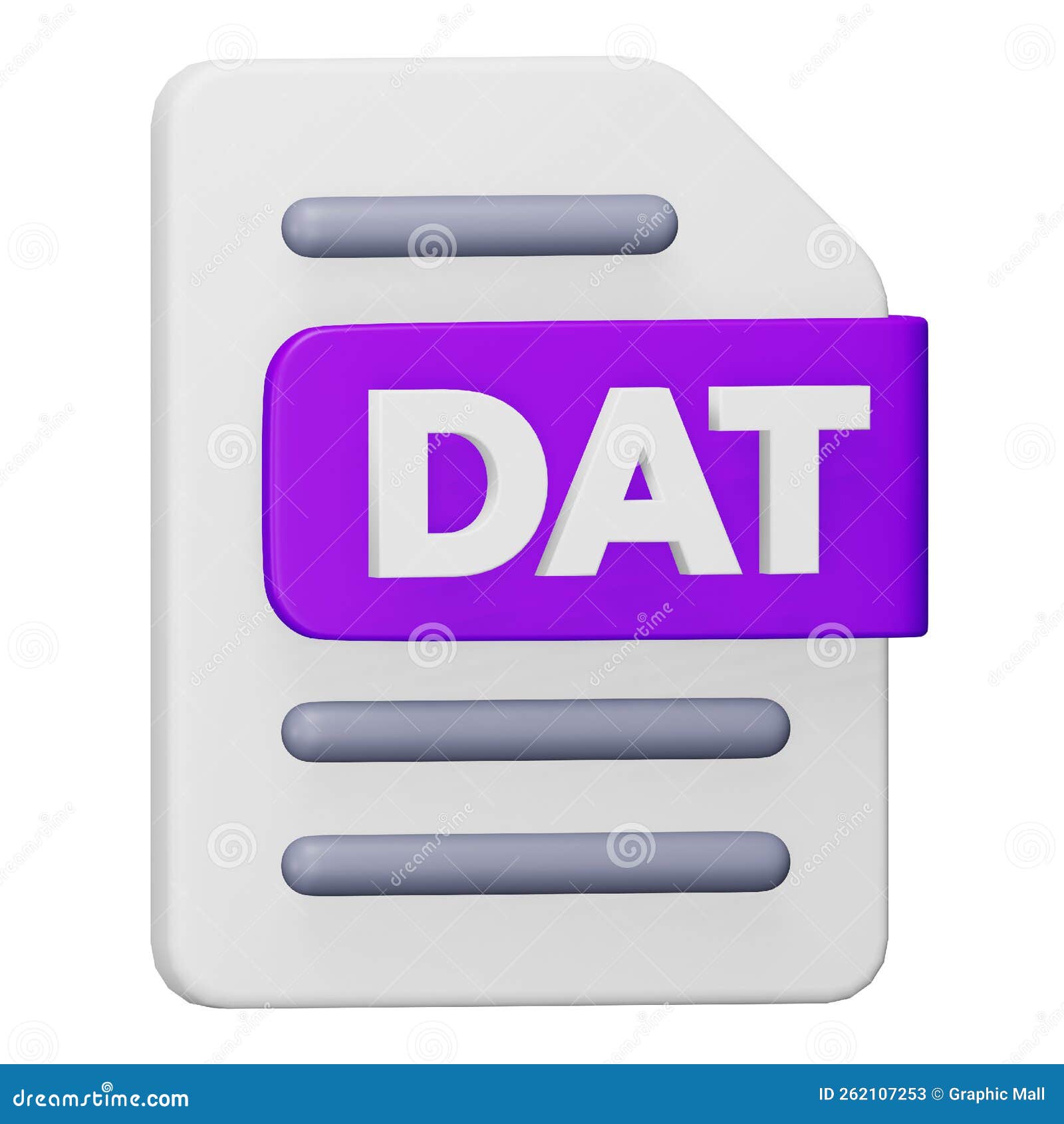 Dat File Format 3d Rendering Isometric Icon. Stock Vector ...
