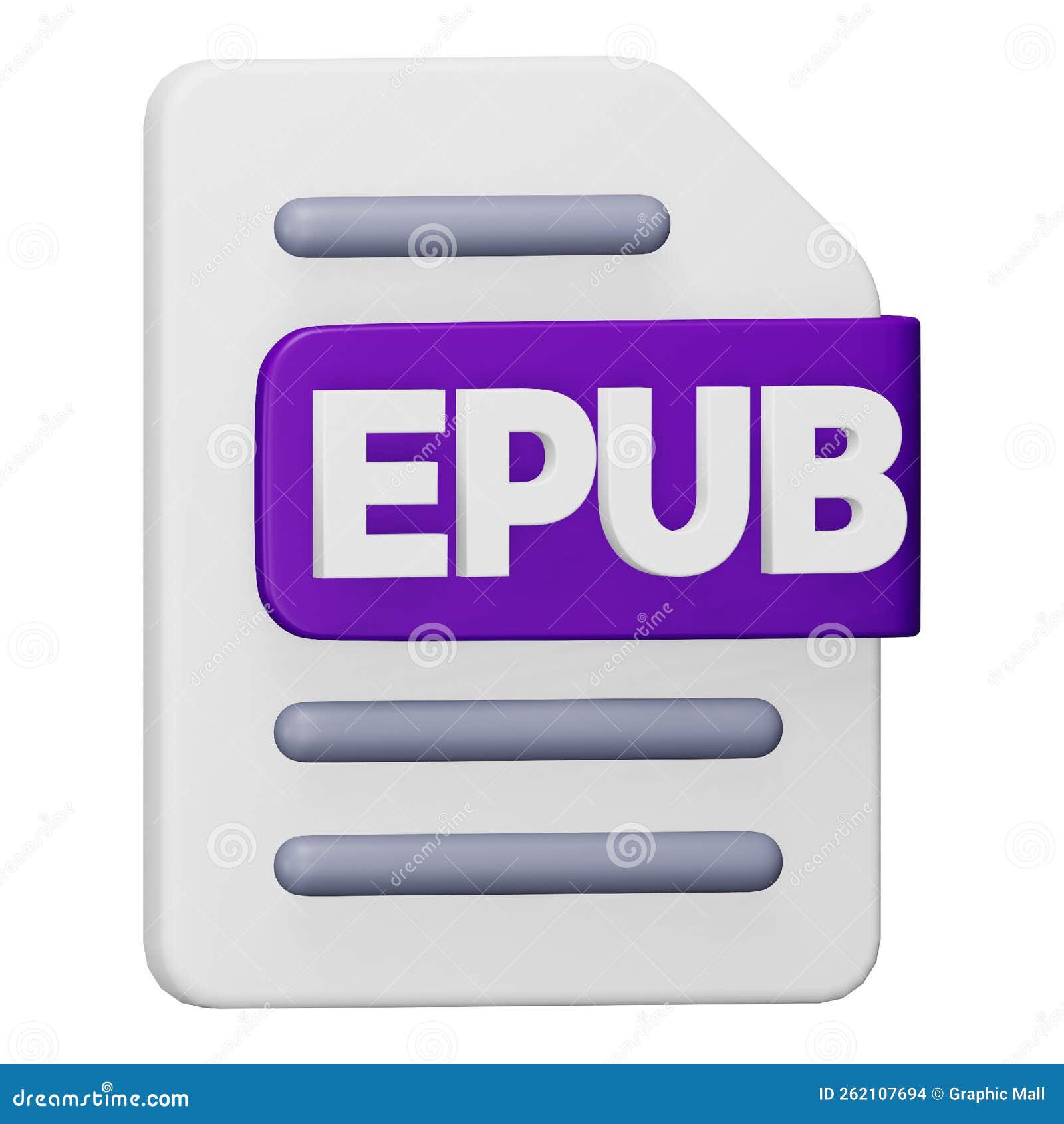 Epub File Format 3d Rendering Isometric Icon. Stock Vector ...