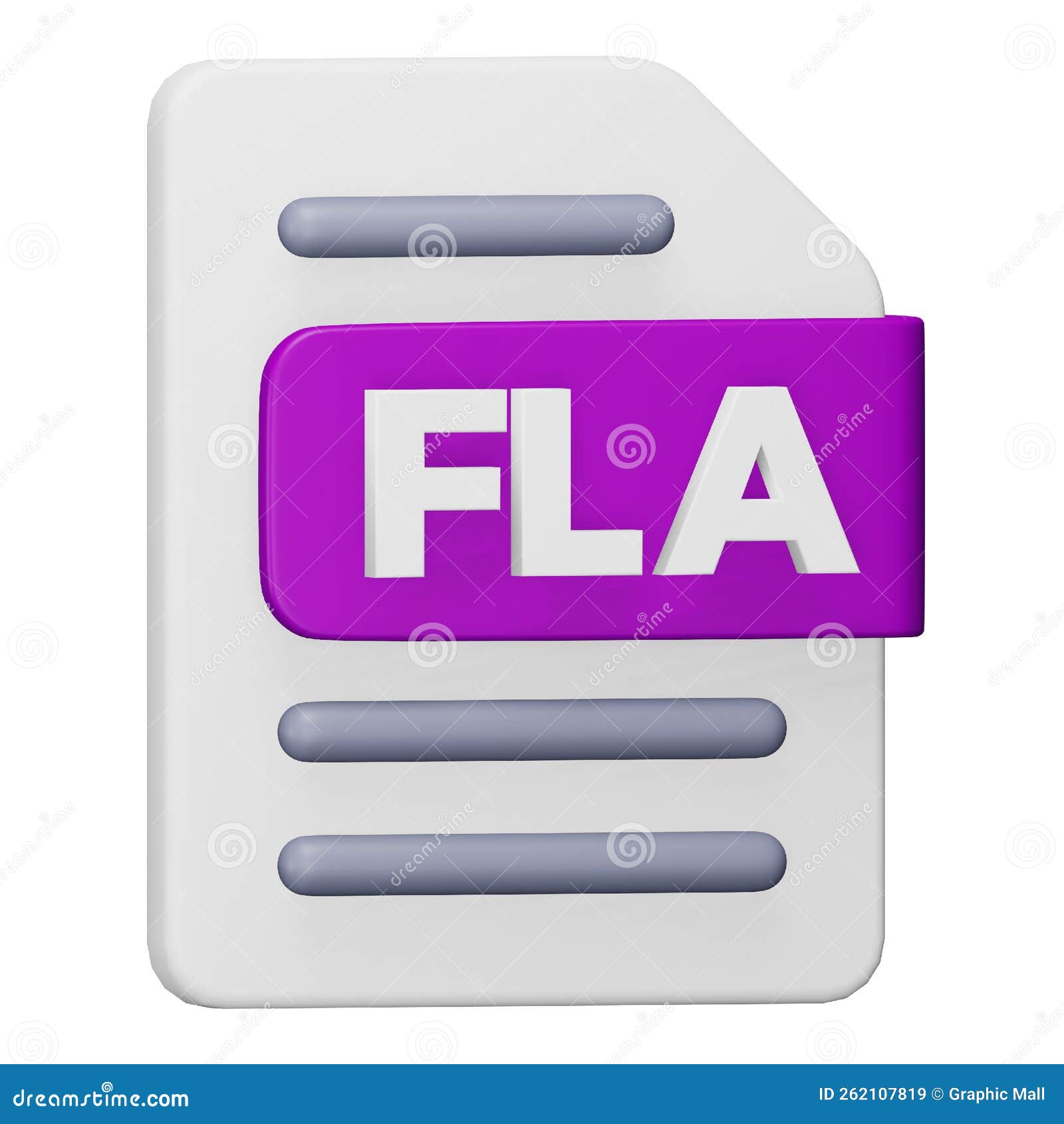 Fla File Format 3d Rendering Isometric Icon. Stock Vector ...