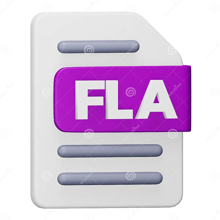 Fla File Format 3d Rendering Isometric Icon. Stock Vector ...