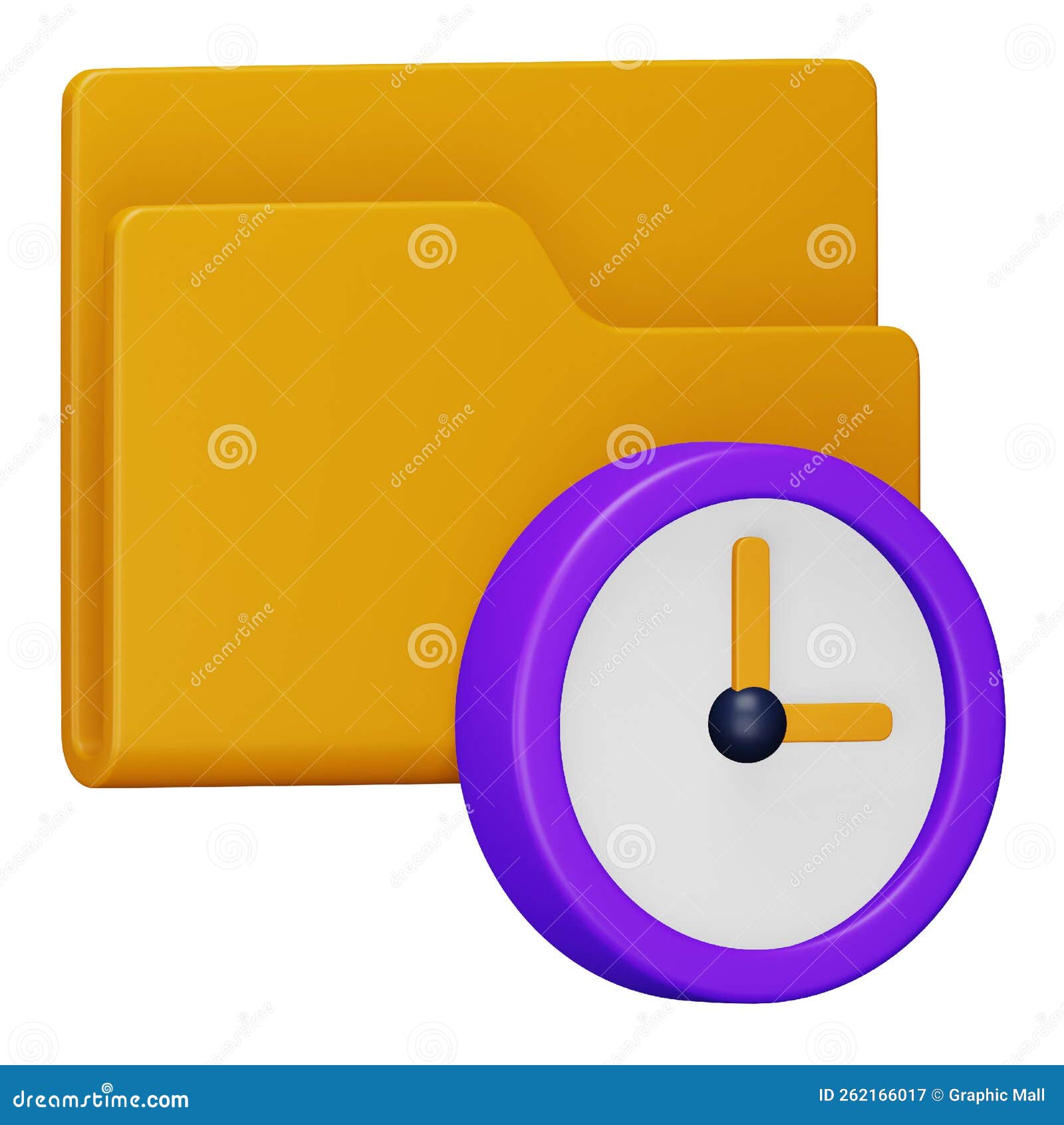 Folder Time 3d Rendering Isometric Icon. Stock Vector - Illustration of ...