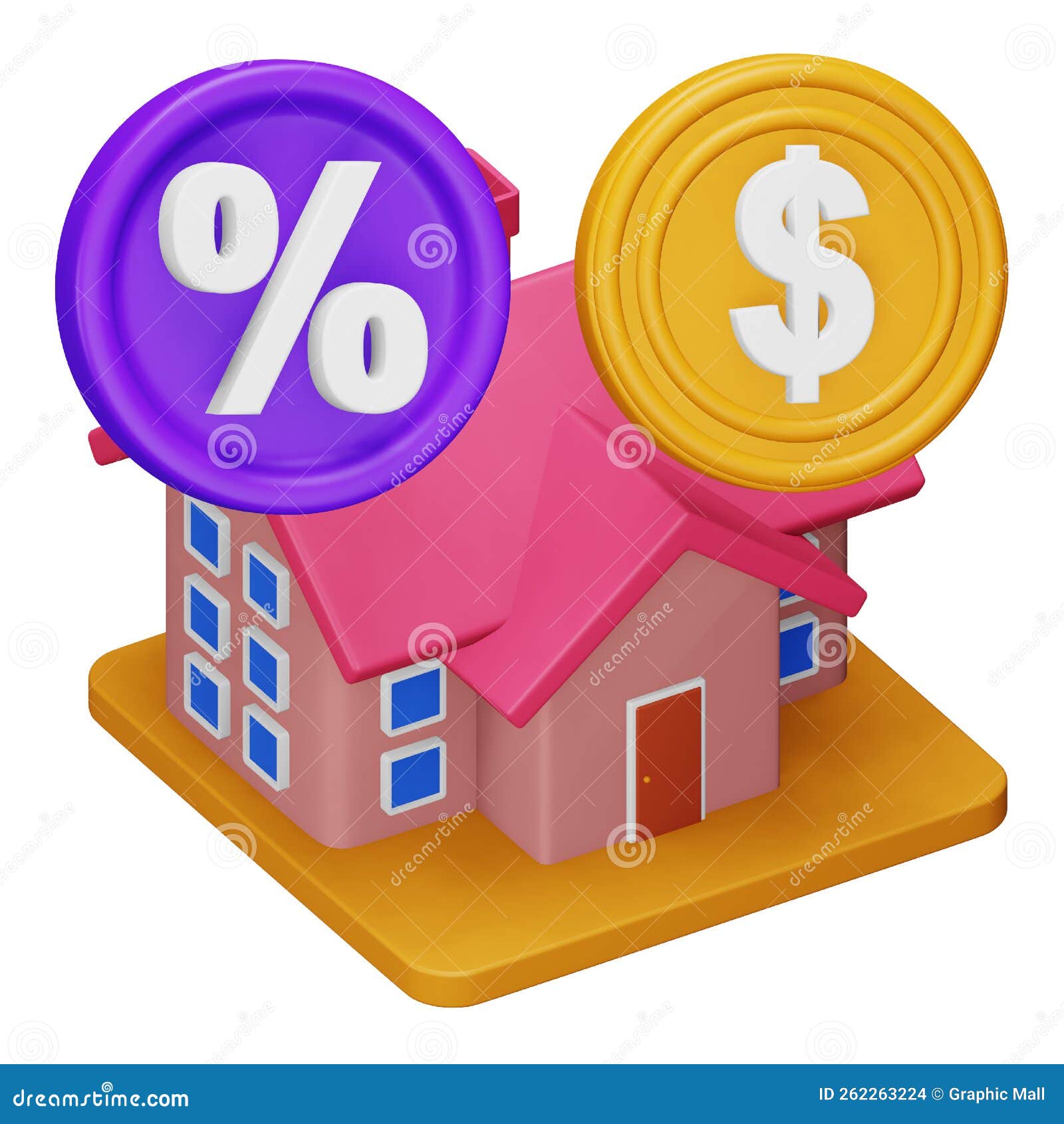 Interest Rate House 3d Rendering Isometric Icon. Stock Vector ...