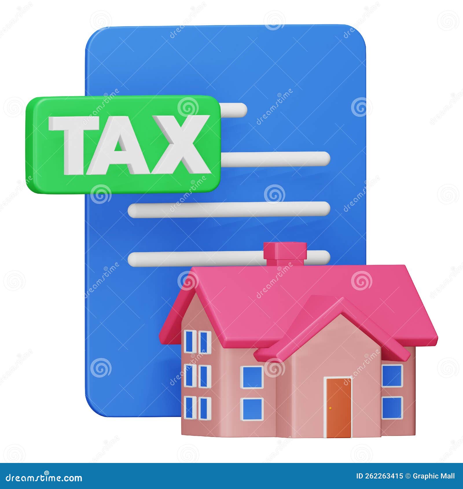 Property Tax House 3d Rendering Isometric Icon. Stock Vector ...