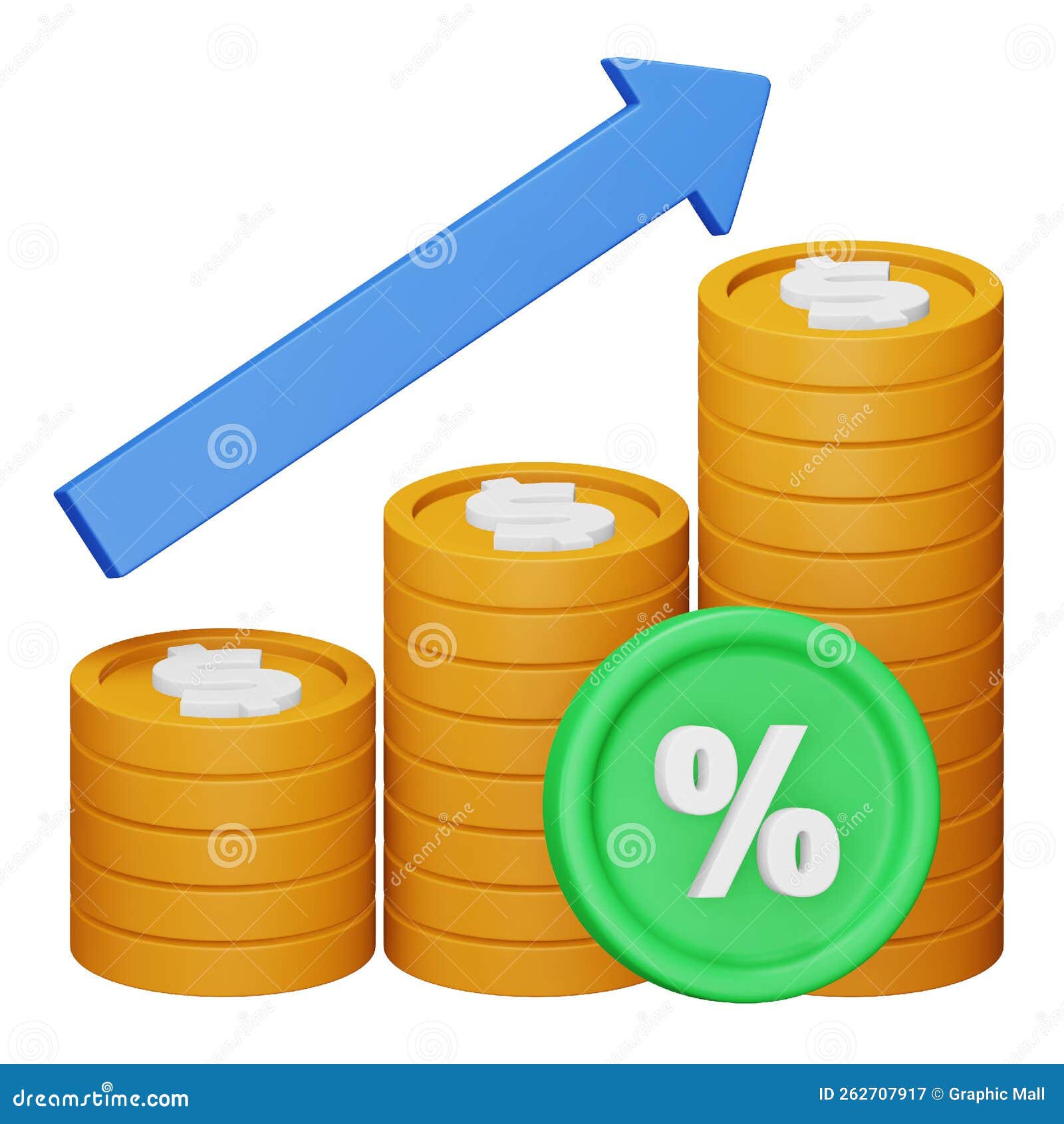 Interest Rate 3d Rendering Isometric Icon. Stock Vector - Illustration ...
