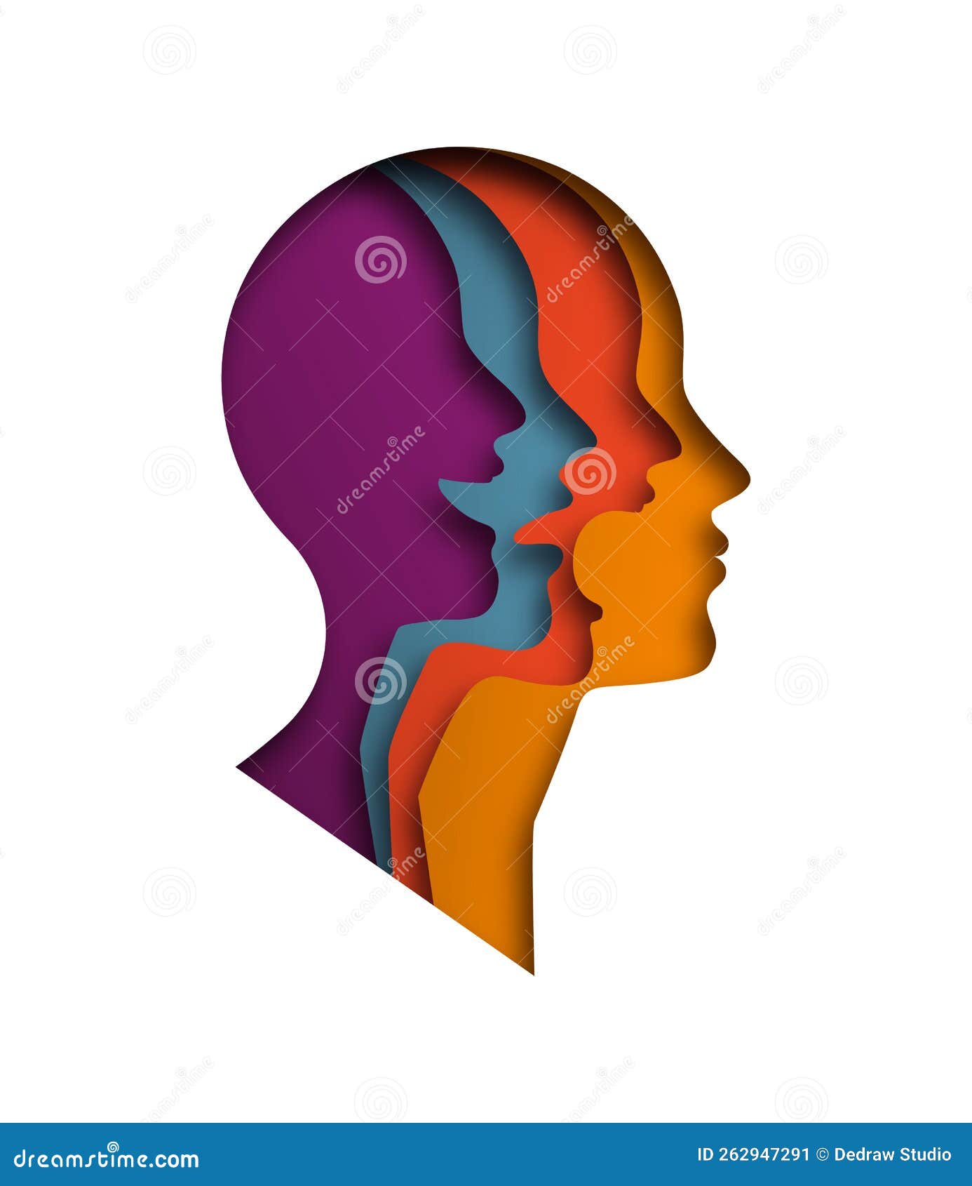 Paper Cut Layered Human Head with Different Emotions Inside Stock ...