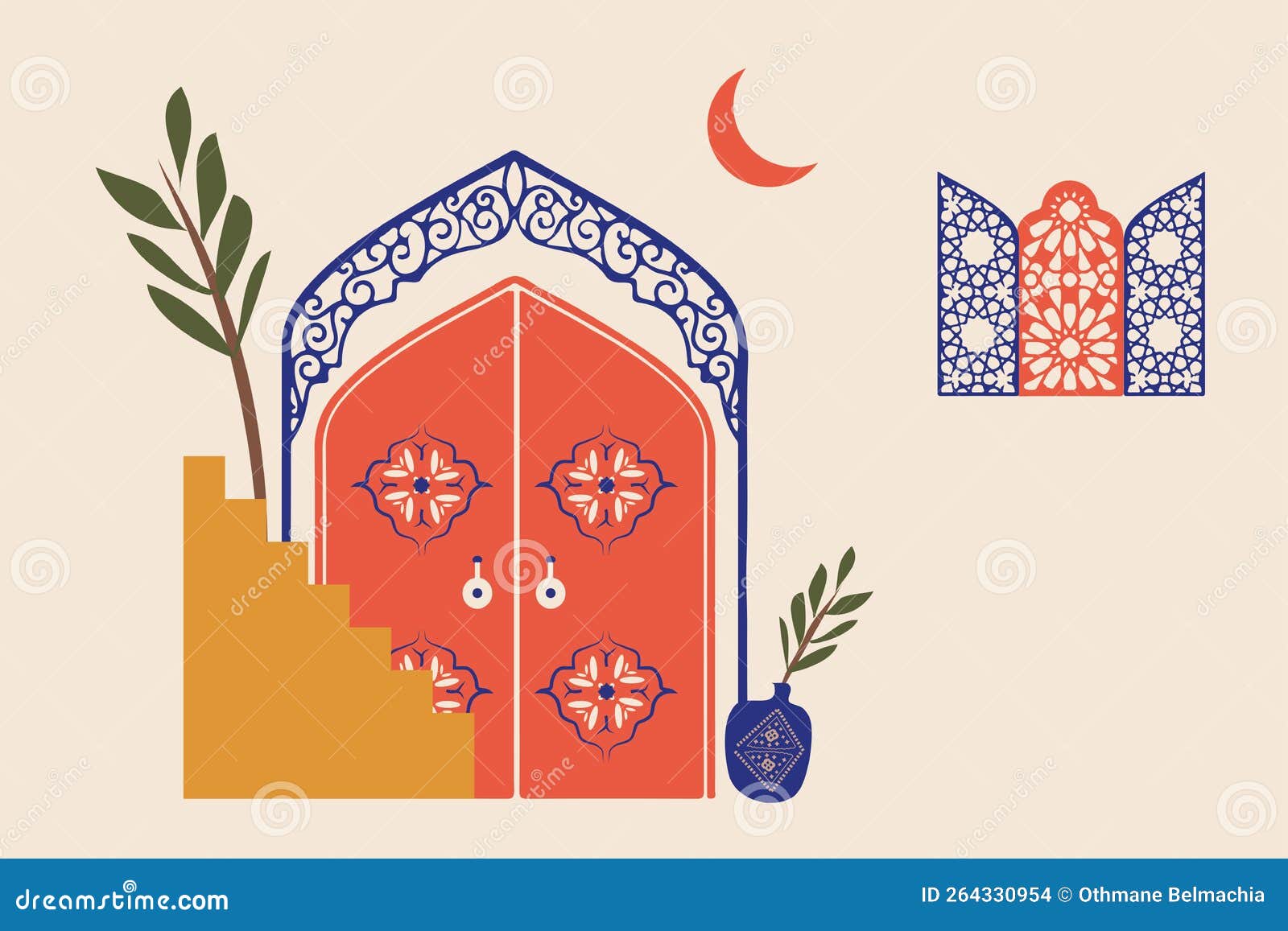 Modern and Minimalist Style. Moroccan Scene. a Moroccan Doors, Windows ...