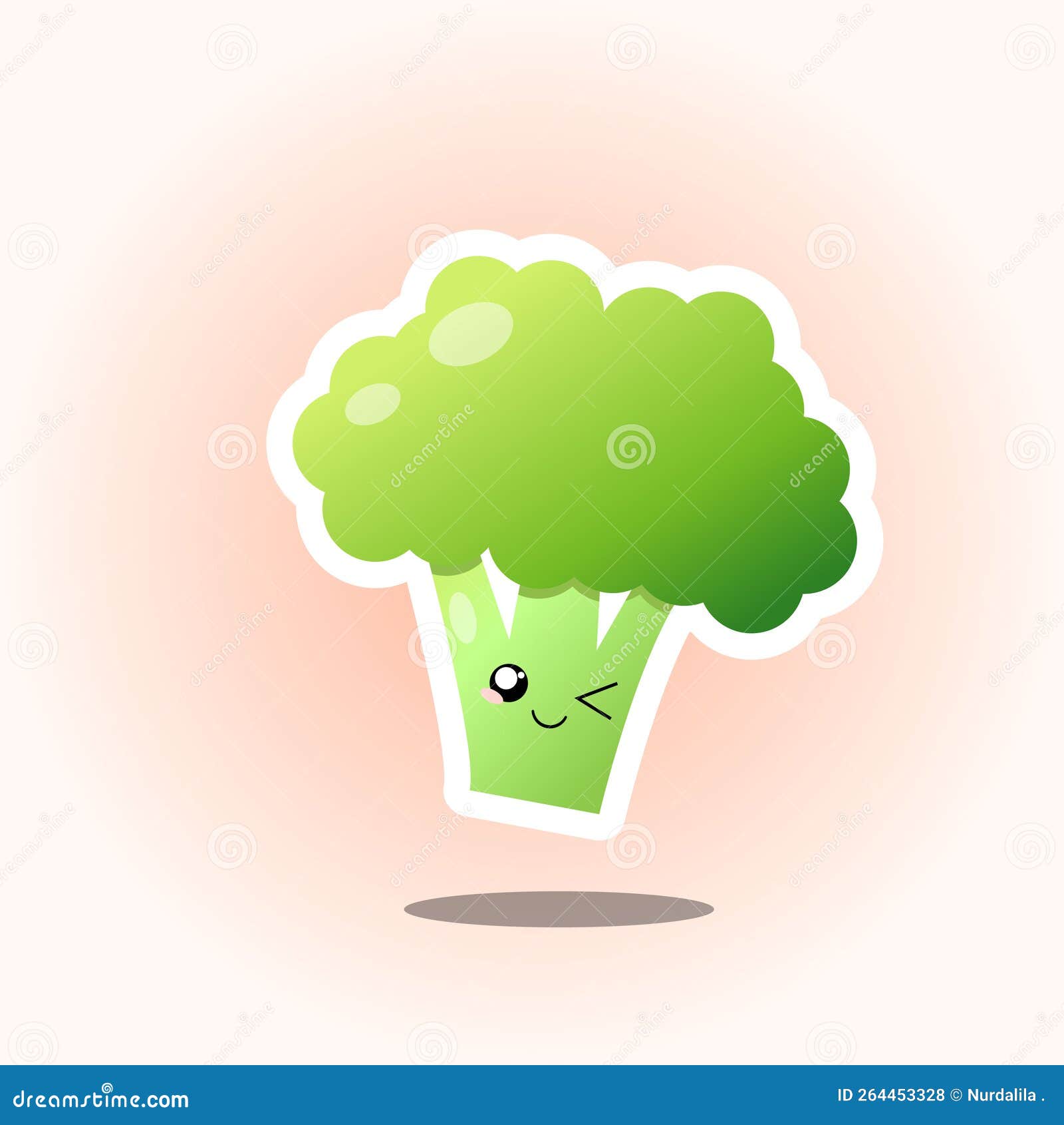 Cute Green Brocoli Sticker. Gradient Art Illustration Stock Vector ...