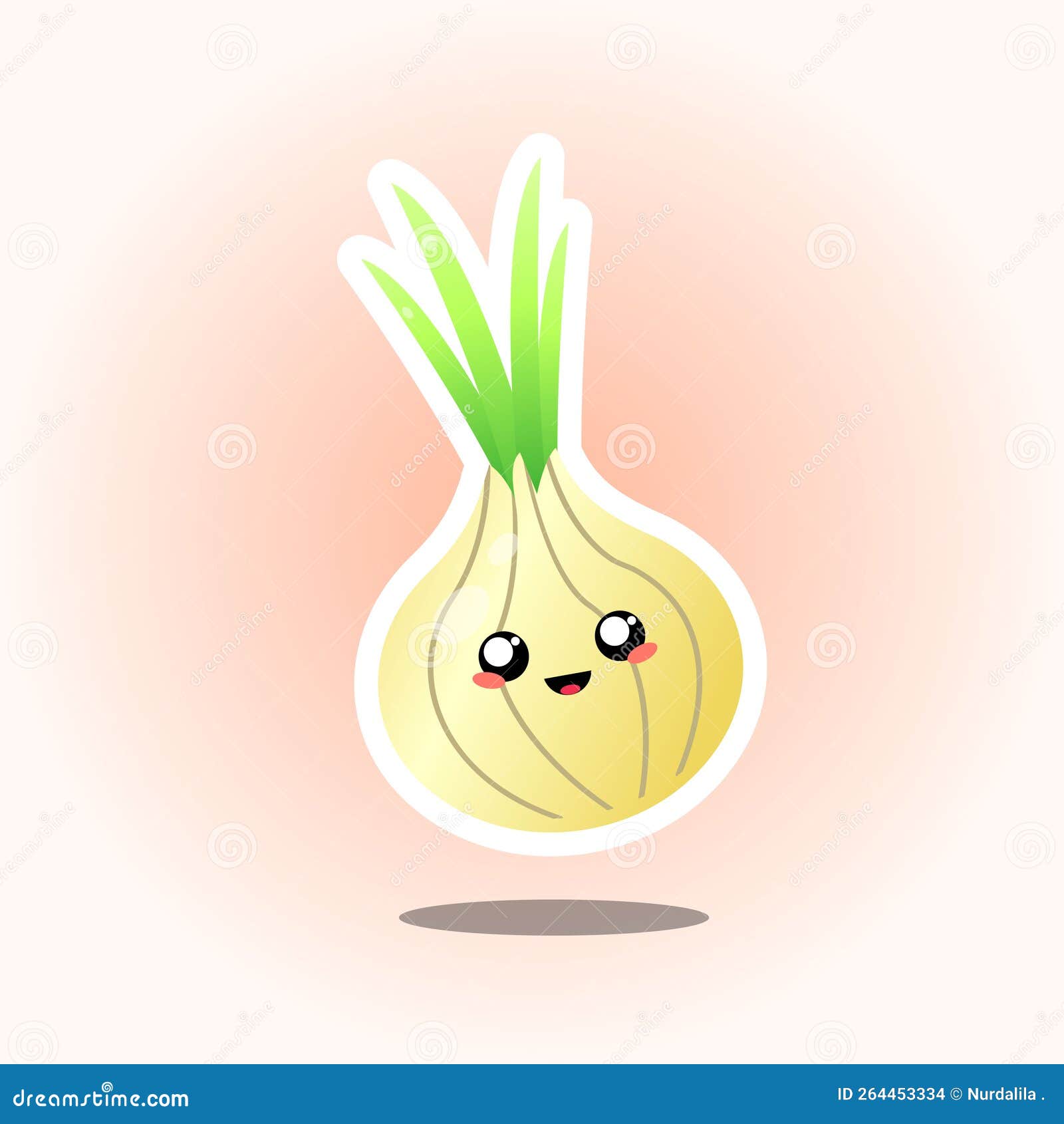 Cute Onion Sticker. Happy Face. Gradient Art Illustration. Stock Vector ...