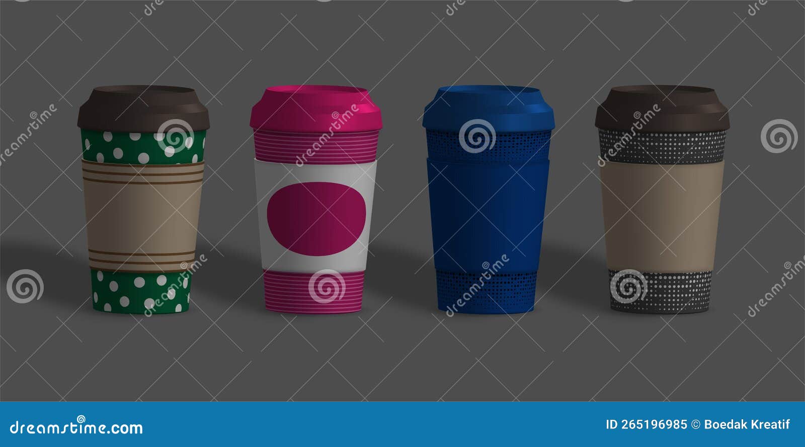 Closed paper cup set stock vector. Illustration of mokup - 265196985