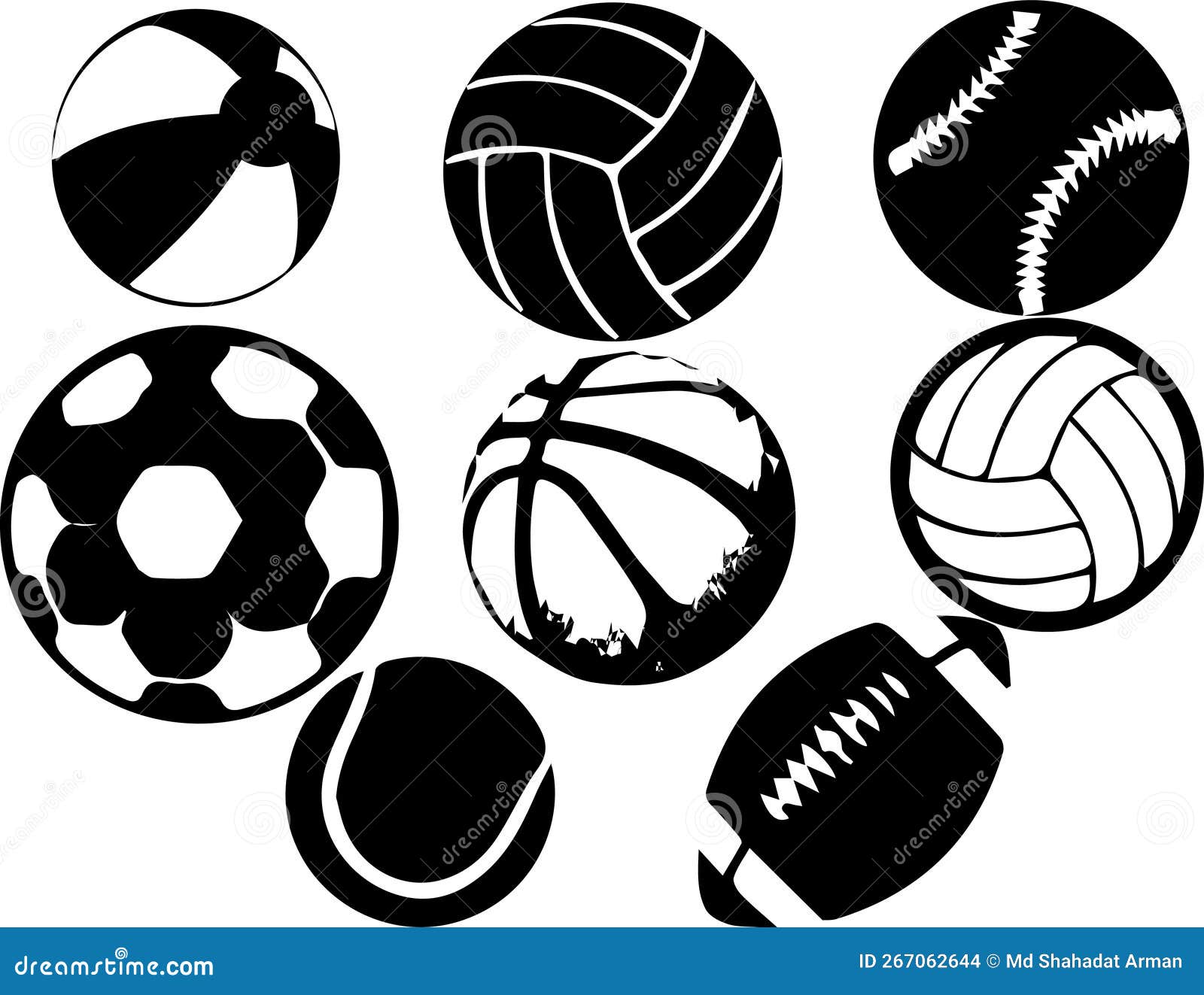 Balls silhouette Set stock vector. Illustration of website - 267062644