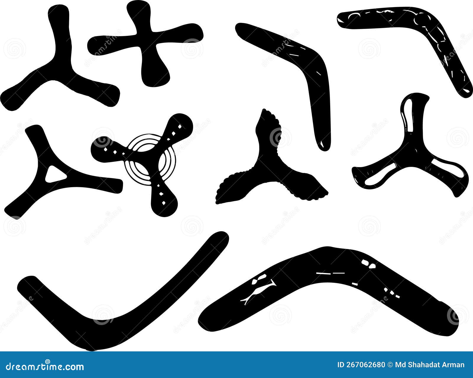 Boomerang silhouette Set stock vector. Illustration of futuristic ...
