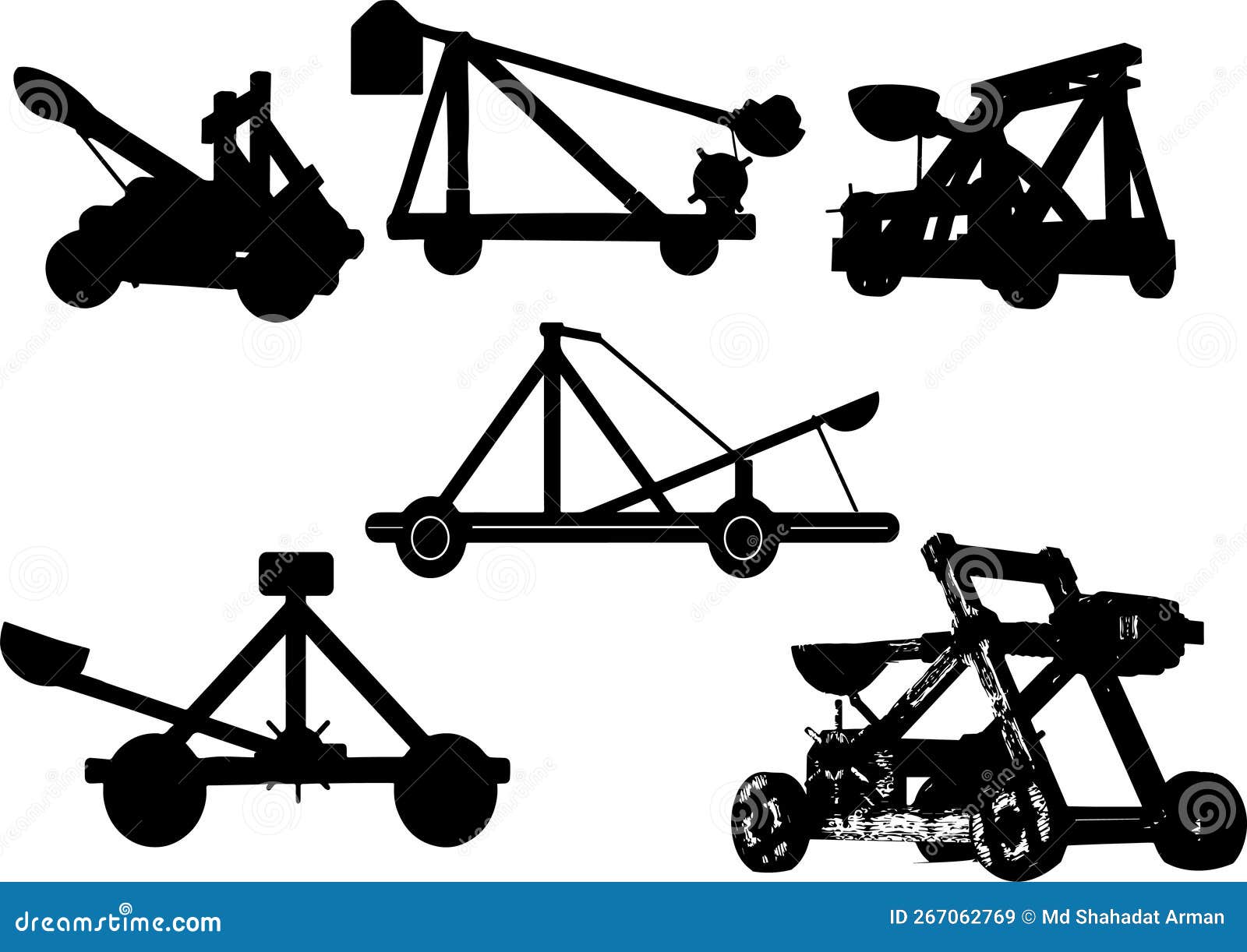 Catapult silhouette Set stock vector. Illustration of buttons - 267062769