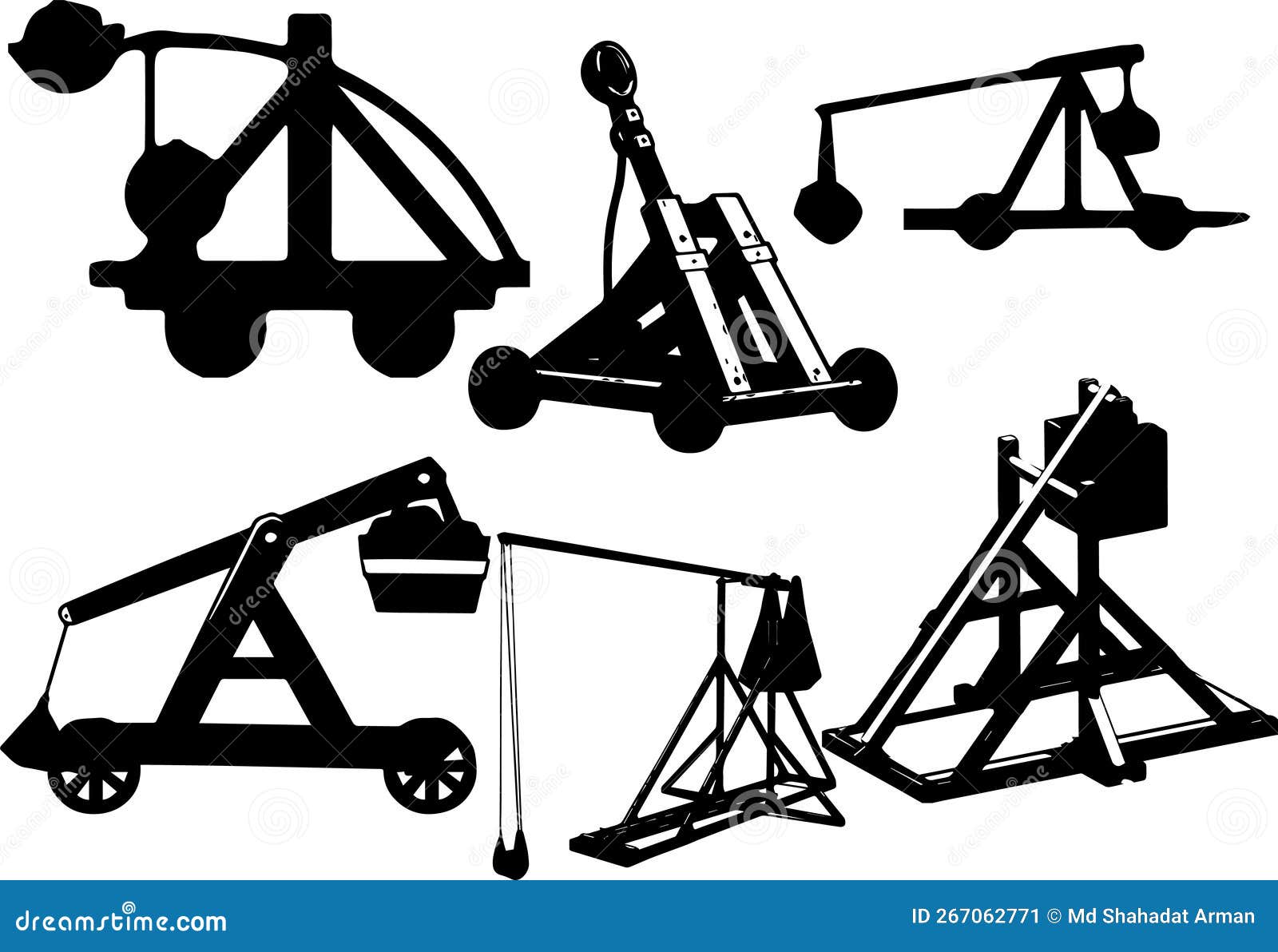 Catapult silhouette Set stock vector. Illustration of truck - 267062771