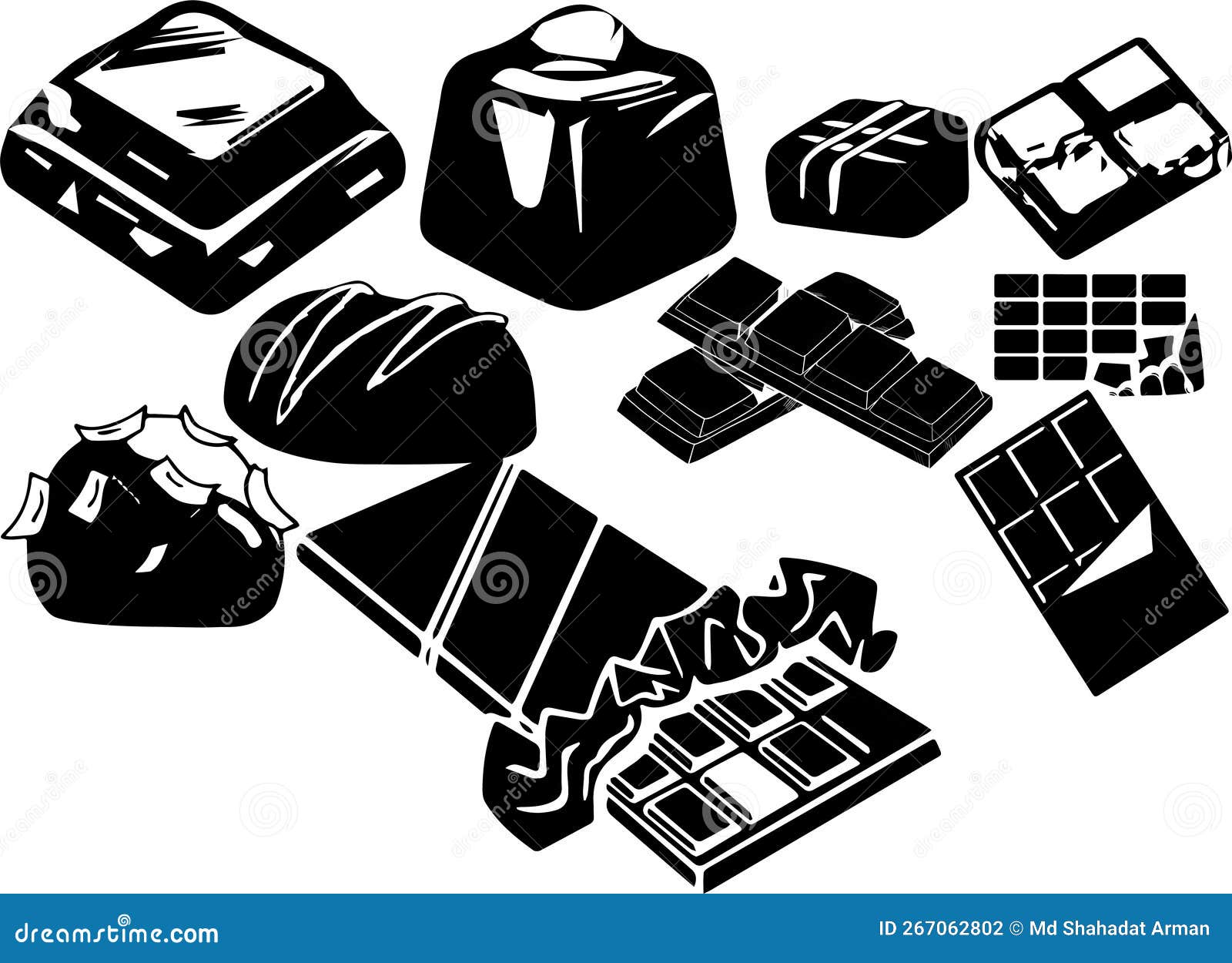 Chocolate silhouette Set stock vector. Illustration of label - 267062802