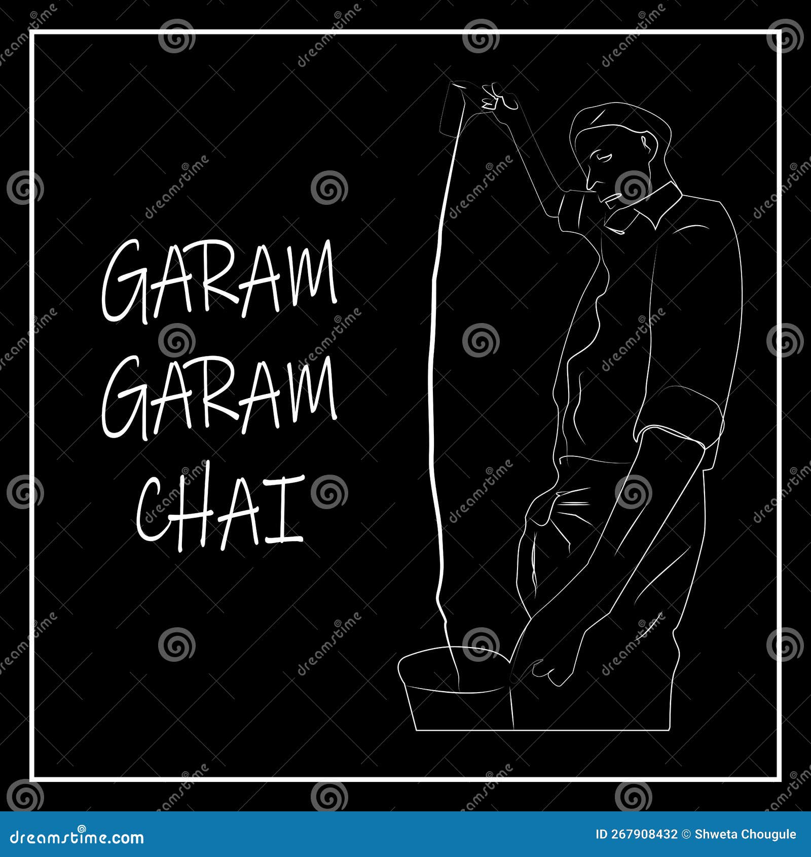 Garam Garam Chai Meaning Hot Tea Banner Vector Illustration. Stock ...