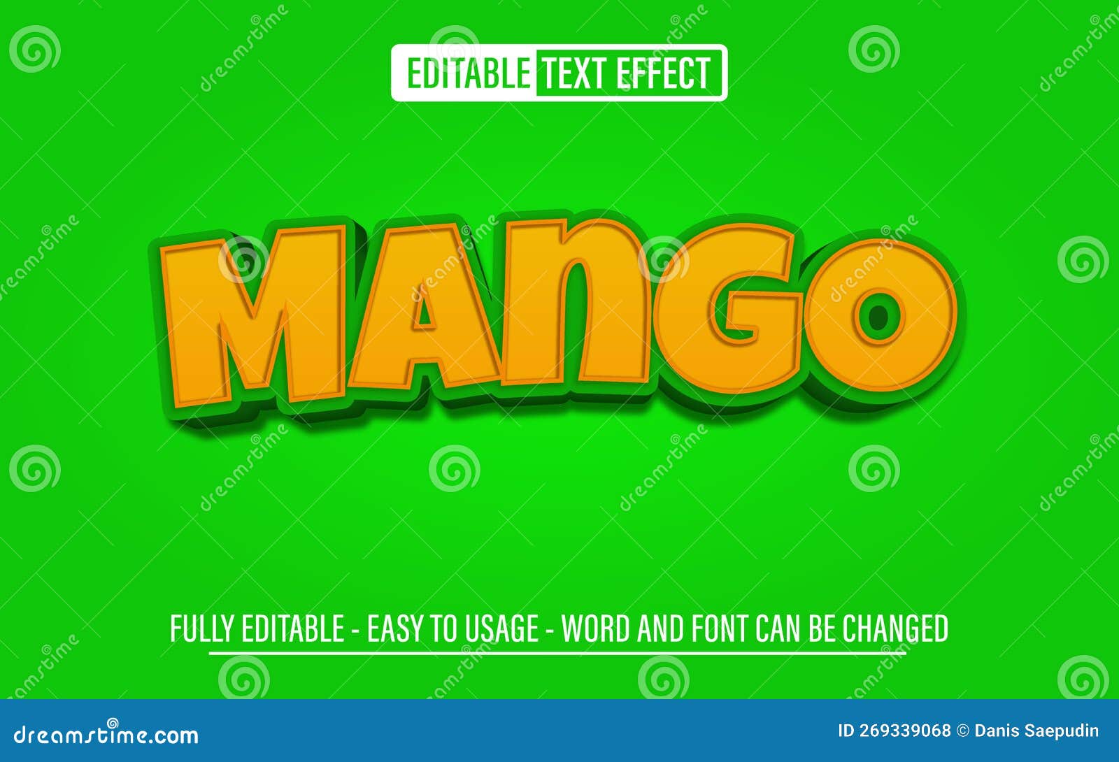 Mango Text Effect 3d Style Template Stock Vector - Illustration of ...