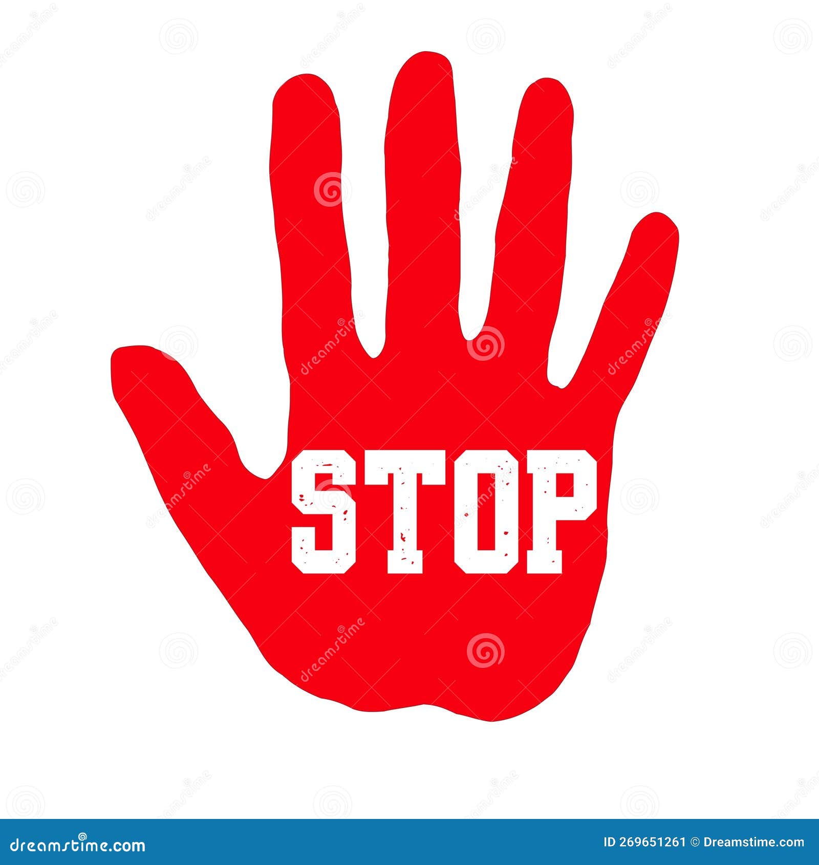 Stop sign with red hand stock illustration. Illustration of advice ...