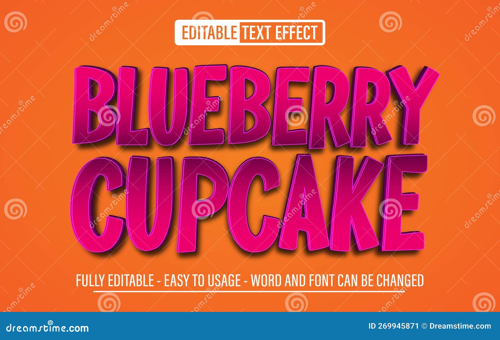 Blueberry Cupcake 3d Text Effect Stock Vector - Illustration of ...