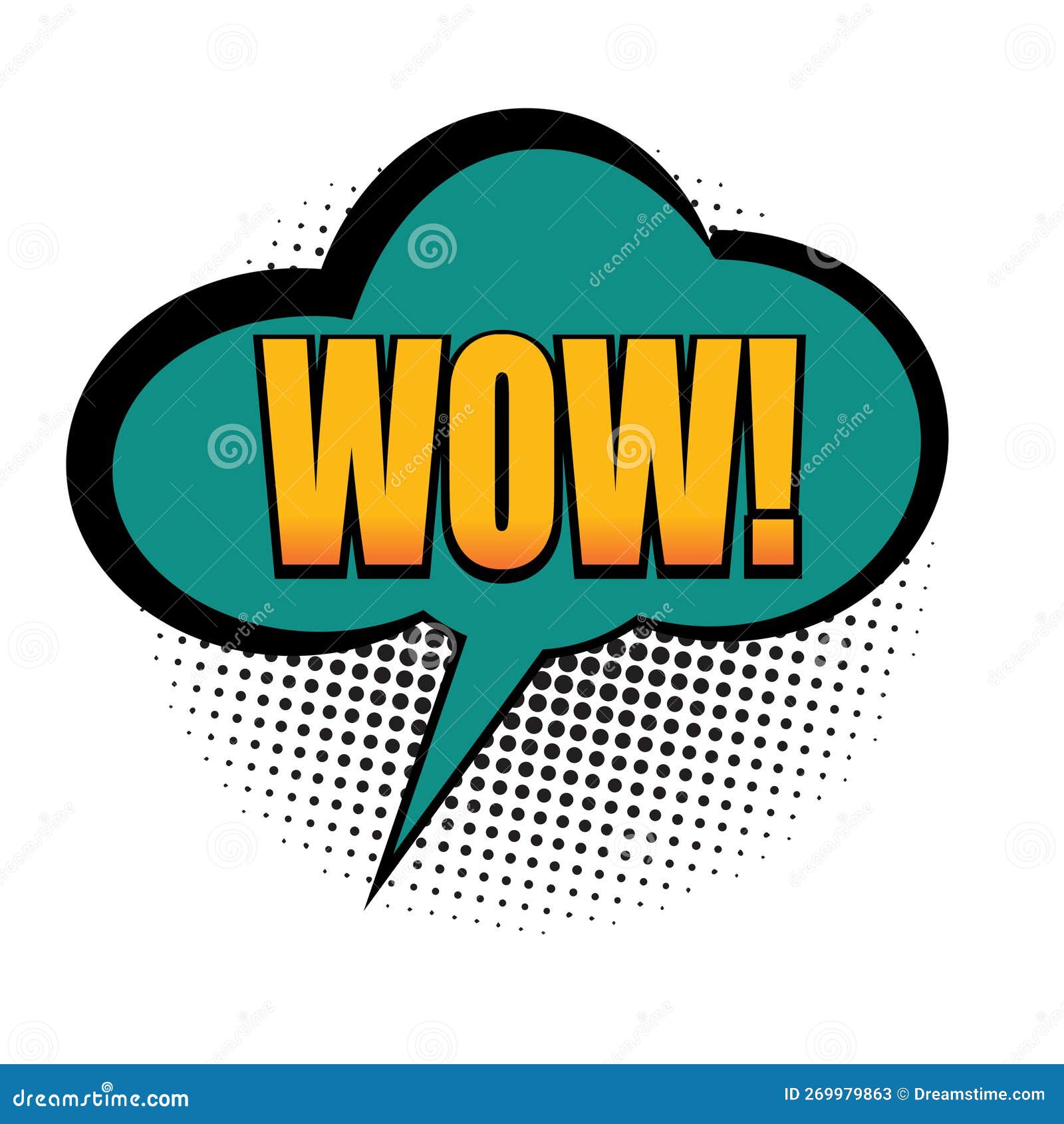 Wow comic text stock illustration. Illustration of cloud - 269979863