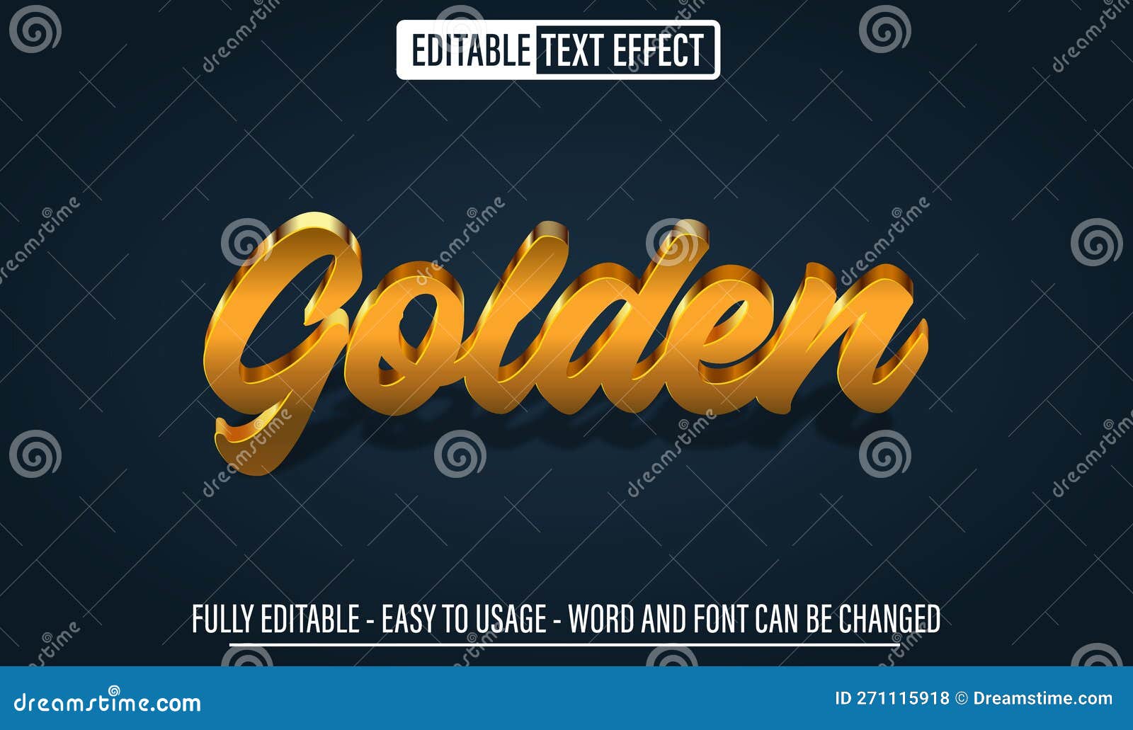 Golden Font Text Effect 3d Editable Stock Vector - Illustration of ...