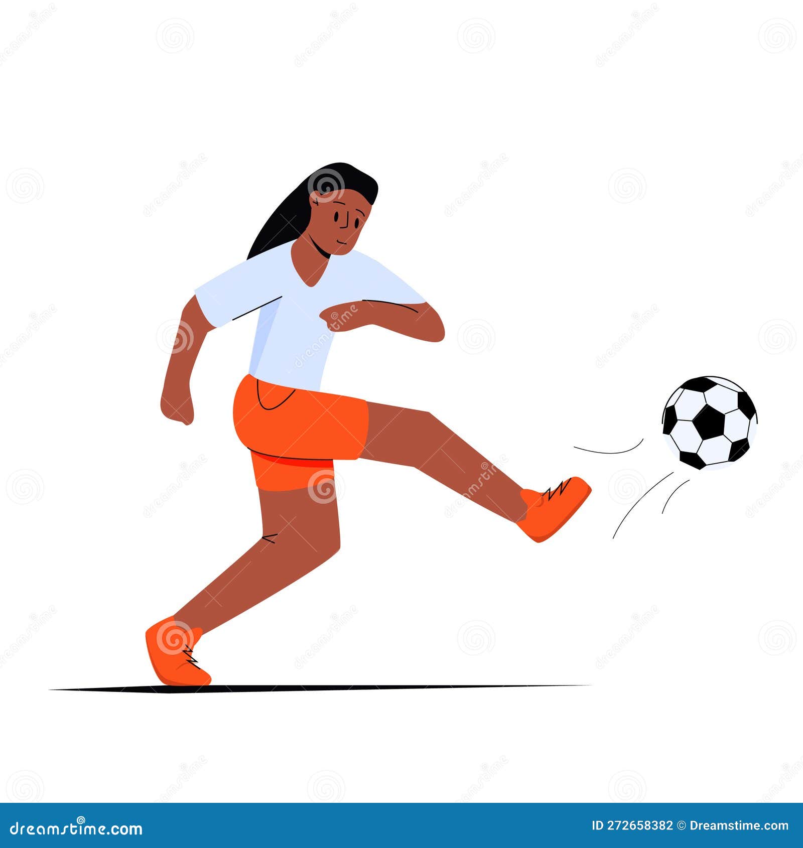 Girl playing football stock vector. Illustration of people - 272658382