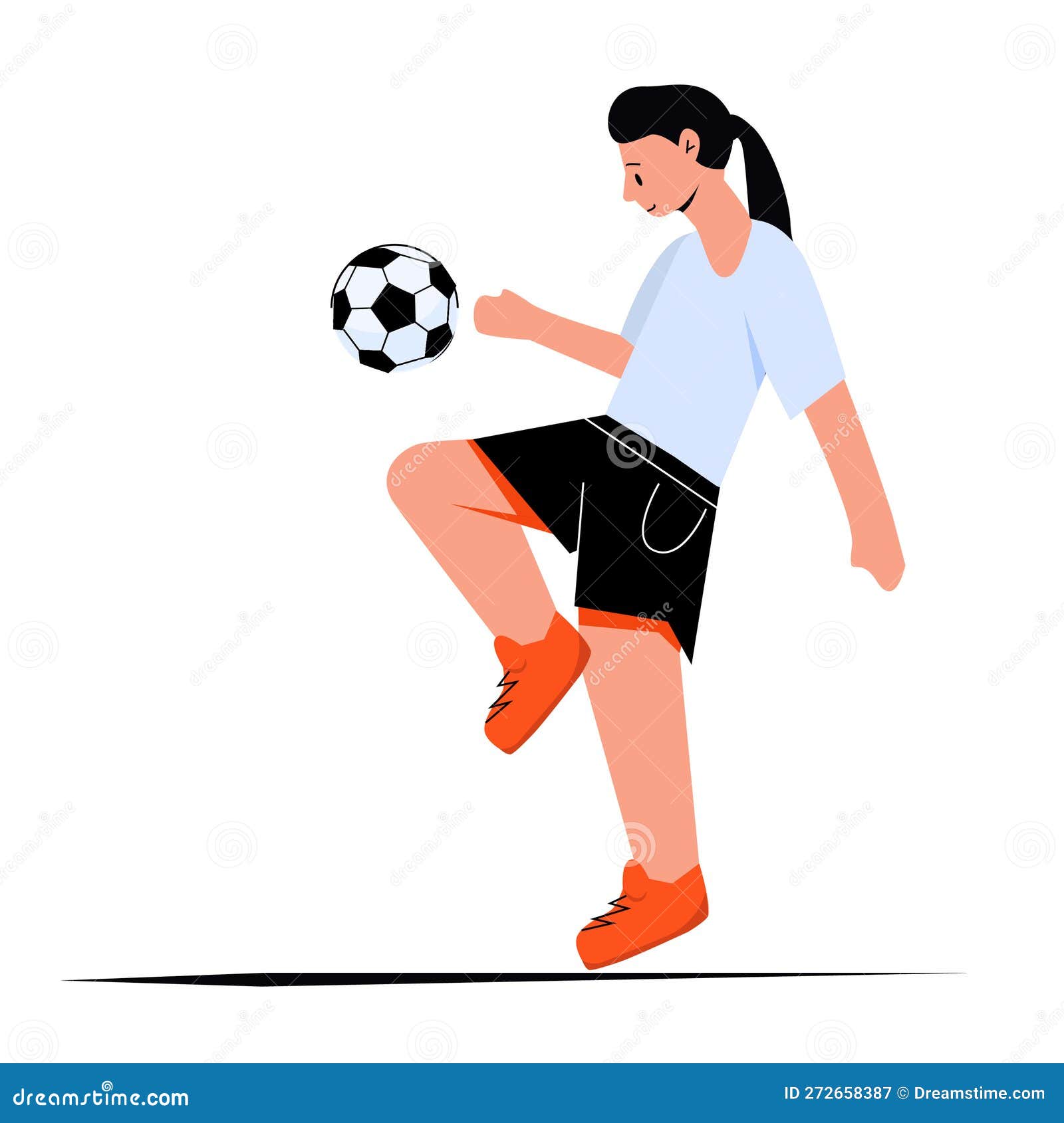 Girl playing football stock illustration. Illustration of career ...