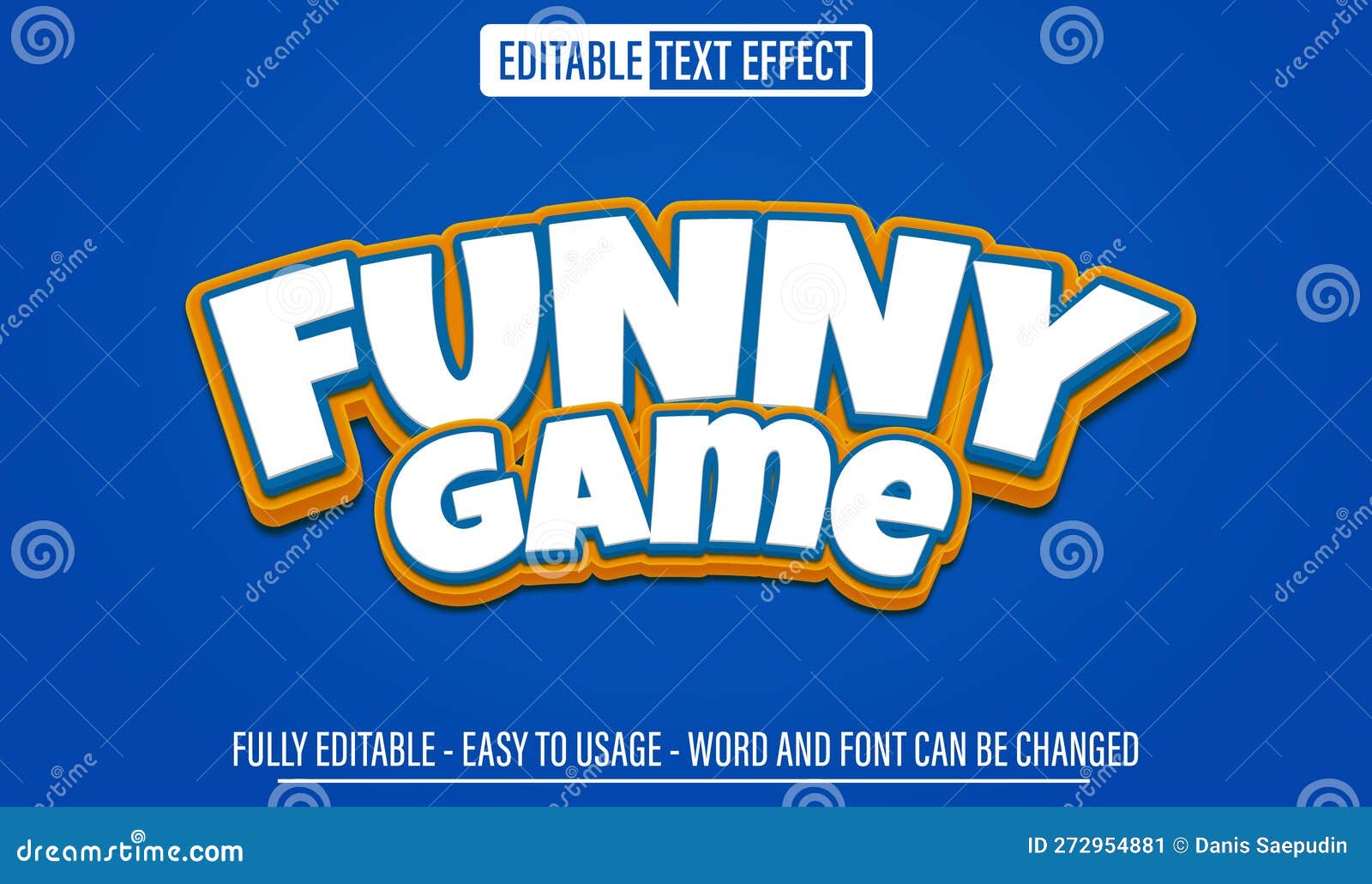 Funny Game 3d Text Effect Editable Stock Vector - Illustration of ...