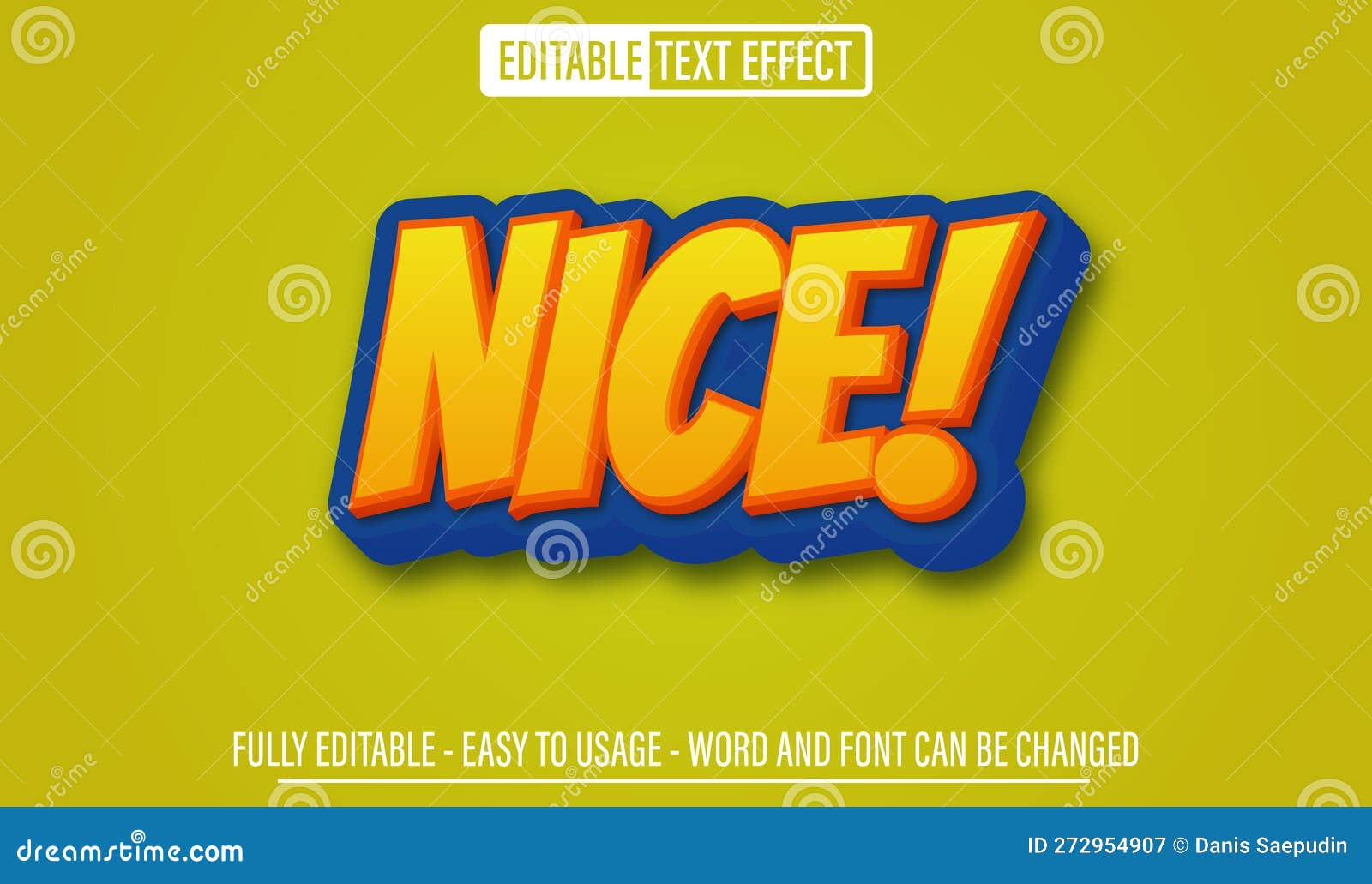 Nice Cartoon and Comic 3d Text Effect Ditable Stock Vector ...