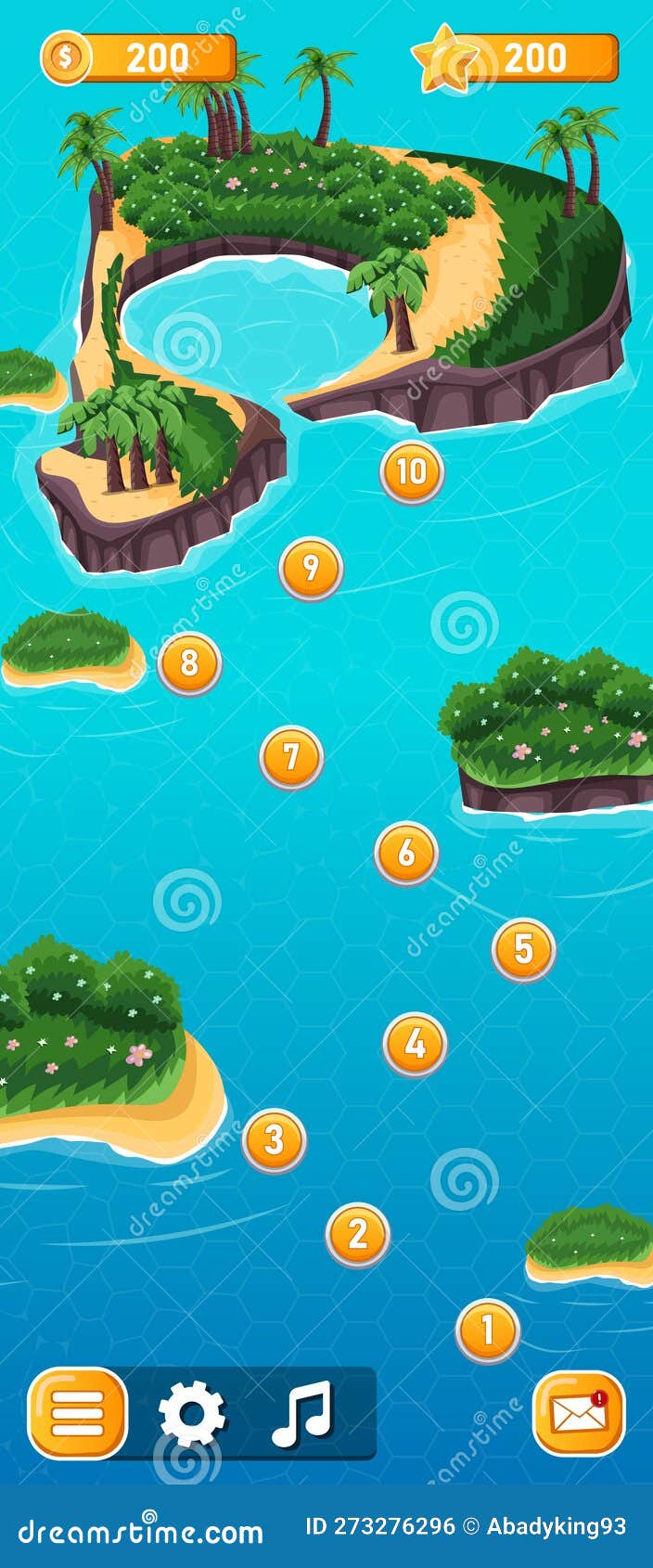 Game Map with Many Levels, Landscape, Ui - Ux Stock Vector ...