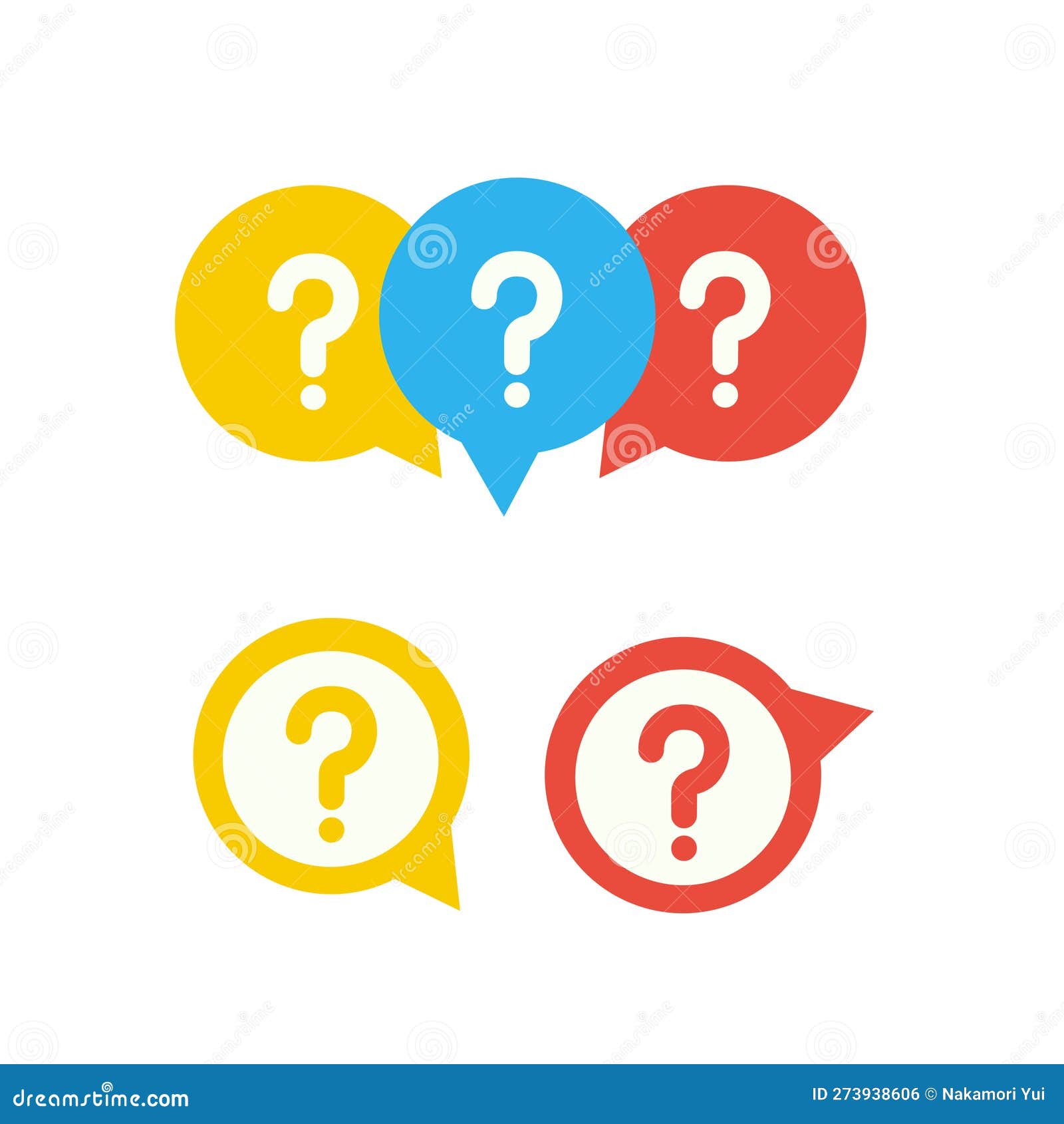Three Linear Chat Speech Message Bubbles with Question Marks. Forum ...