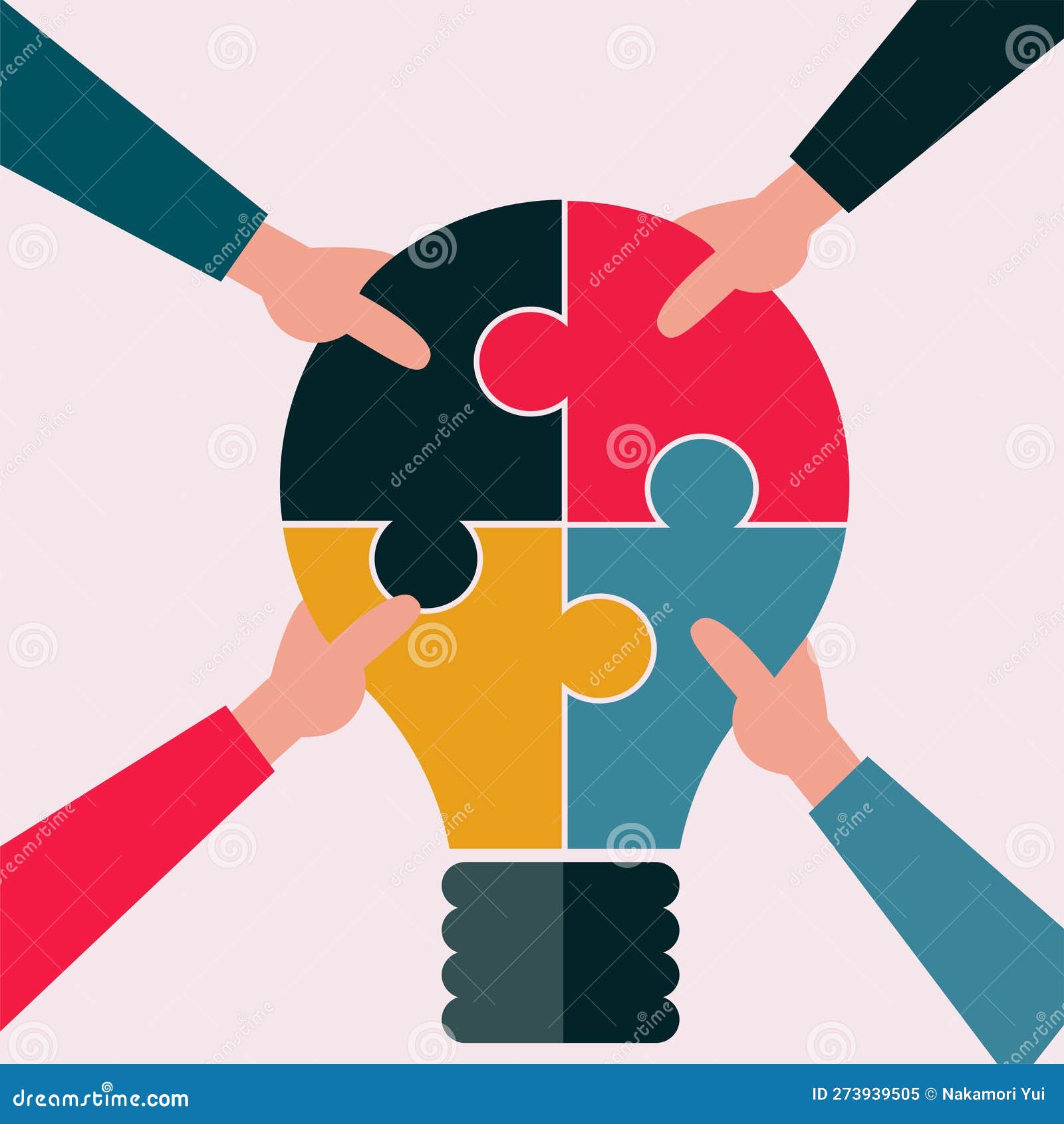 People Hand Connecting Puzzle Elements. Cooperation, Solidarity ...