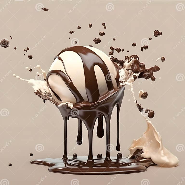 Milk Ice Cream Scoop Covered with Sweet Chockolate Stock Image - Image ...