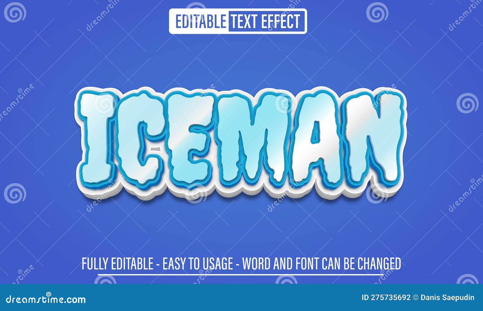 Iceman 3d Editable Text Effect Template Stock Vector - Illustration of ...