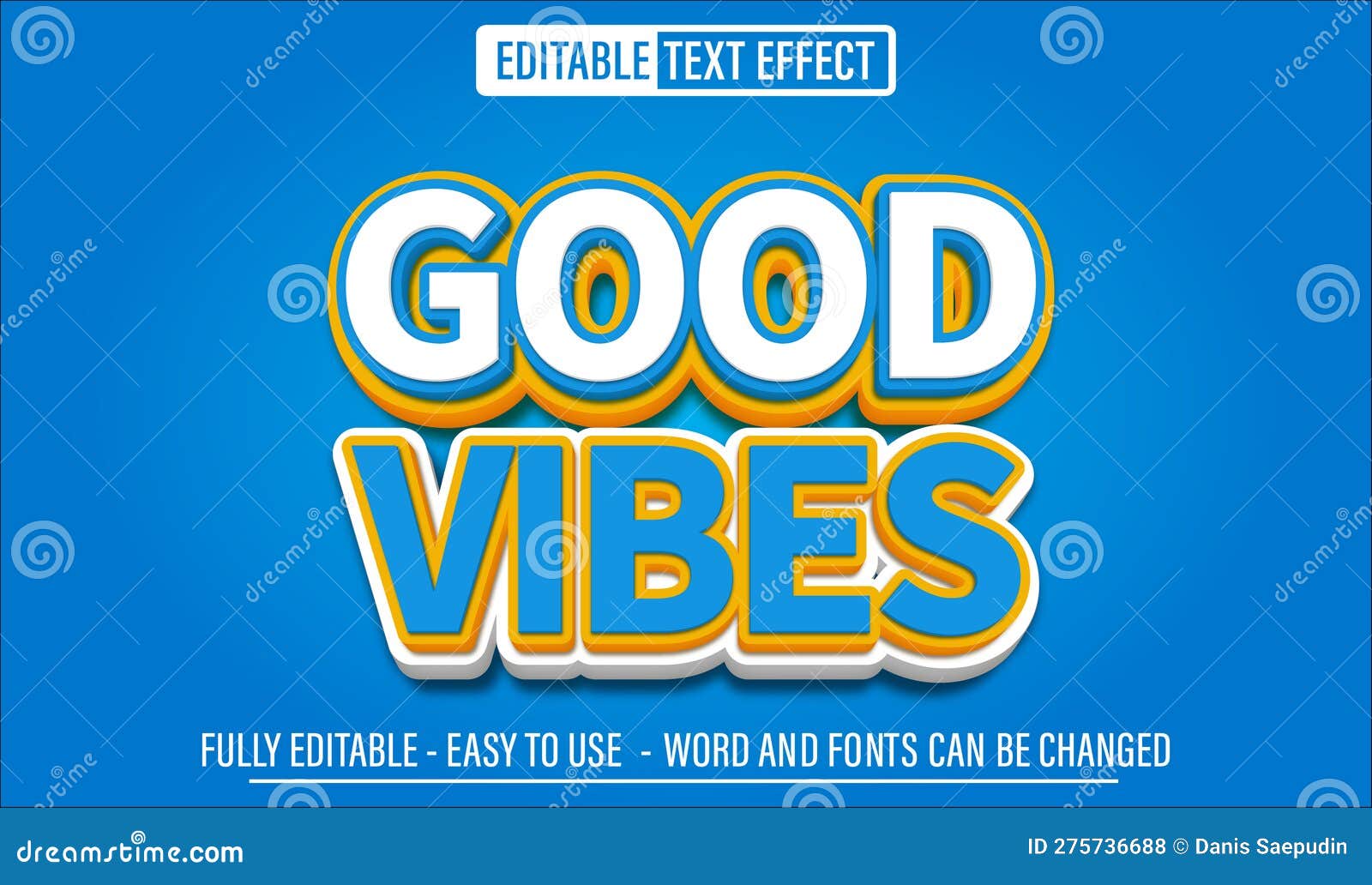 Good Vibe 3d Editable Text Effect Template Stock Vector - Illustration ...
