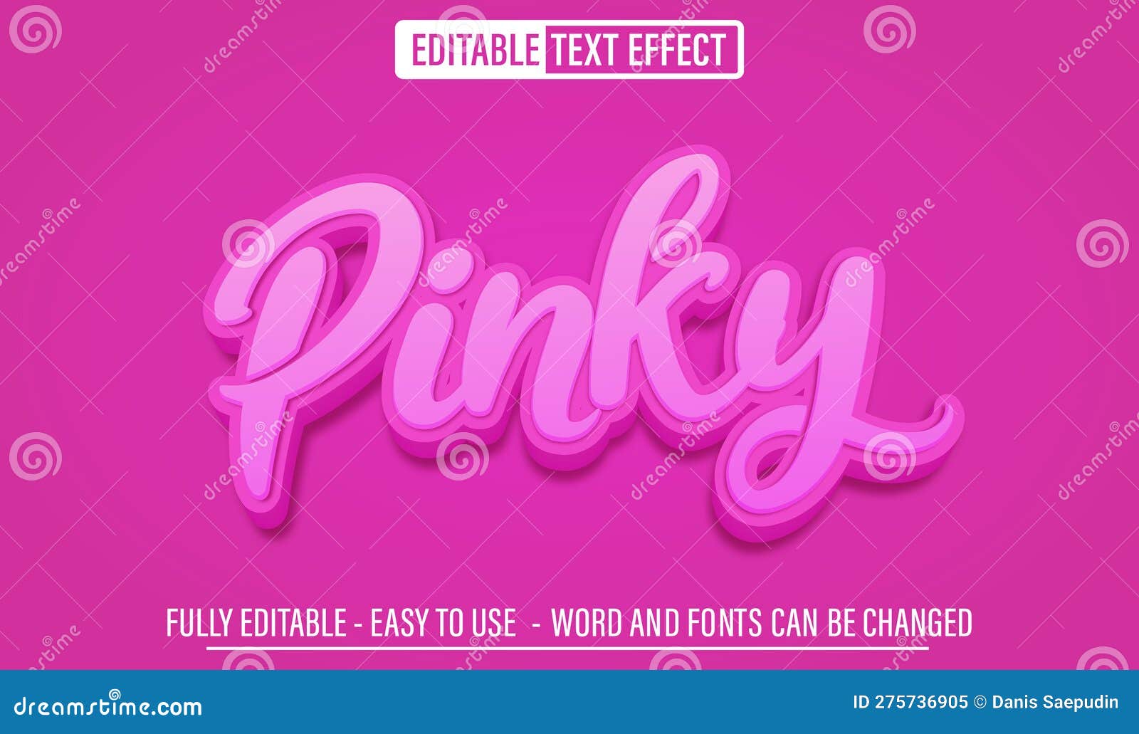 Pinky 3d Editable Text Effect Template Stock Vector - Illustration of ...