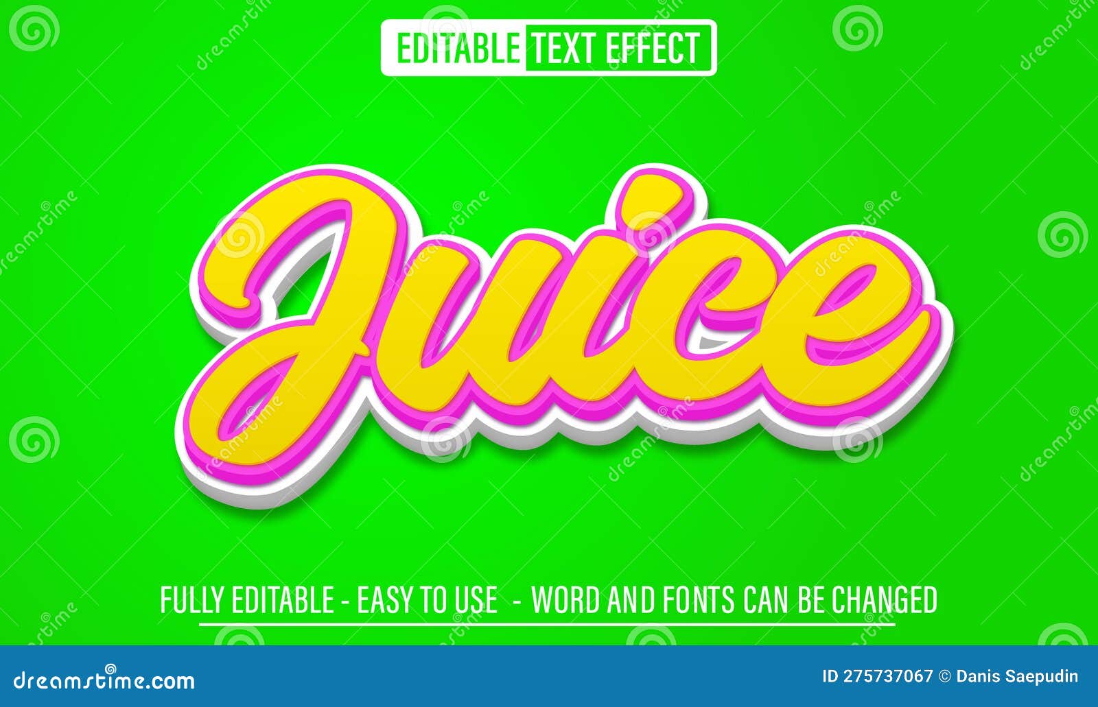 Juice 3d Text Effect Template Stock Vector - Illustration of effect ...